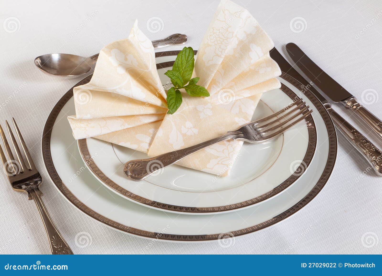 Dinner Table with Festive Napkins Stock Photo - Image of napkins ...