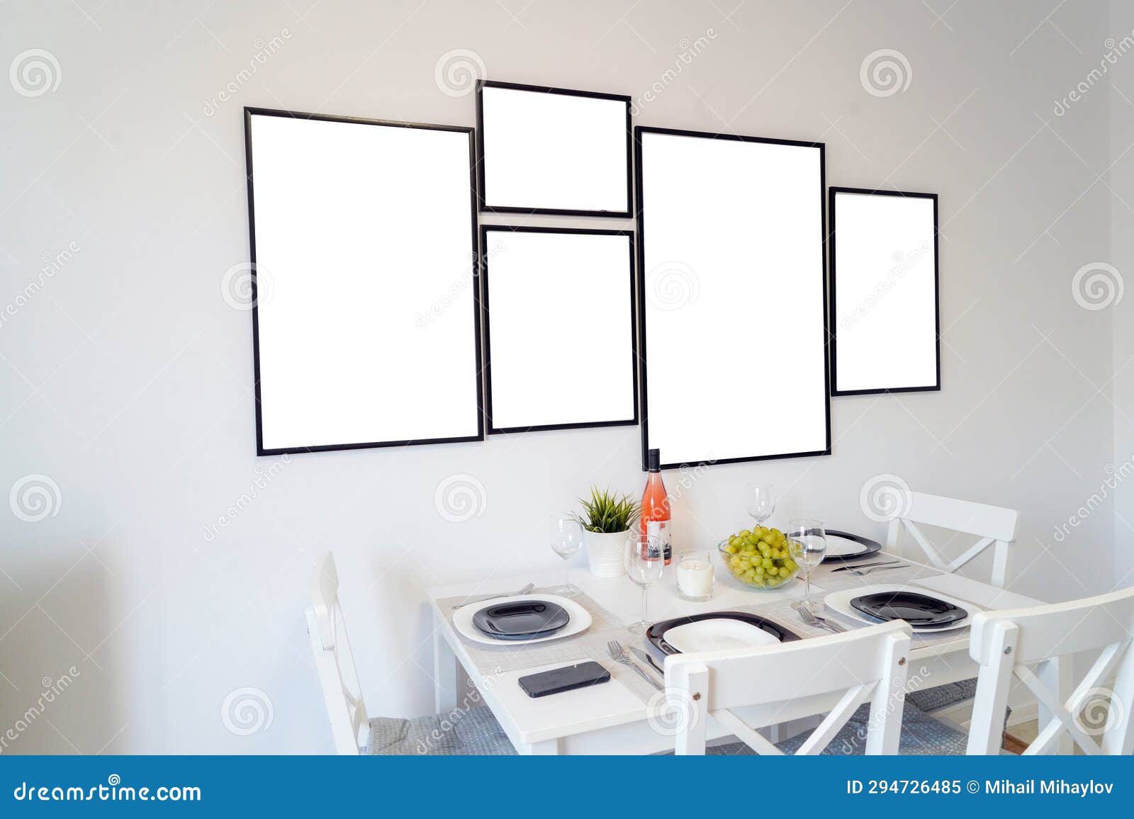 Dinner Table Frame Mockup Collection Stock Image - Image of ...