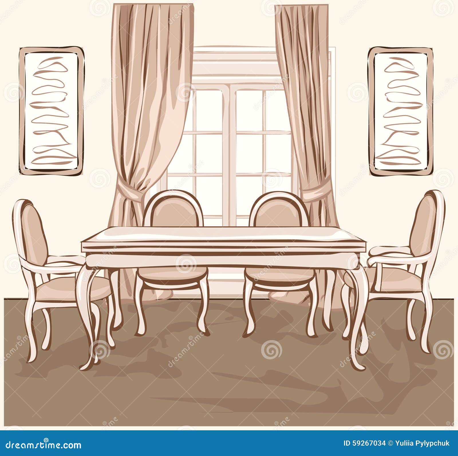 Dinner table stock vector. Illustration of doodle, decoration - 59267034