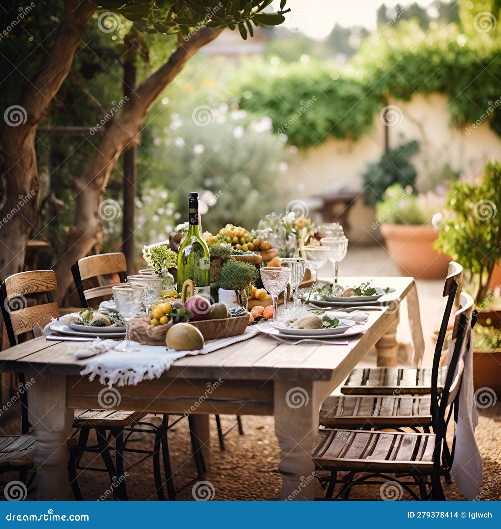 Dinner Table Setting Concept, Celebratory Outdoor Table Setting for a ...