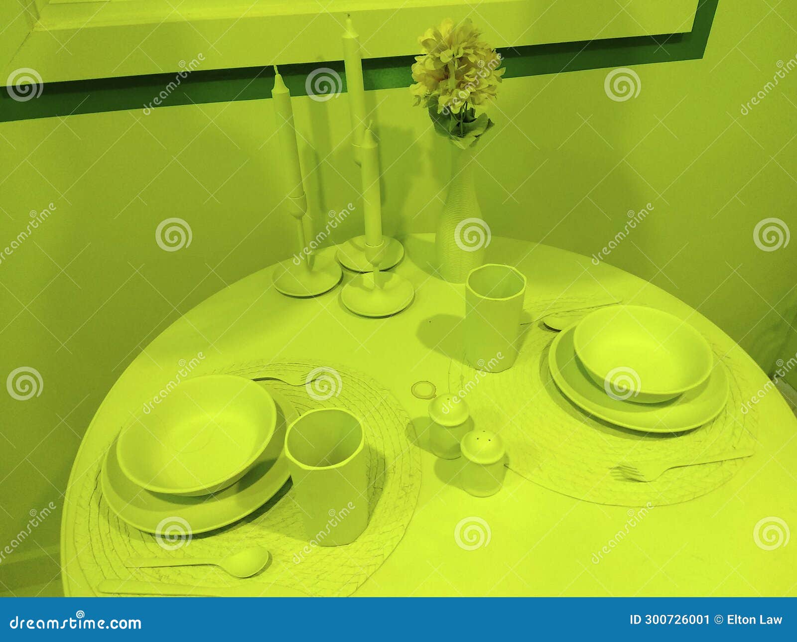 Dinner Table Setting with Green Colour Theme Stock Image - Image of ...