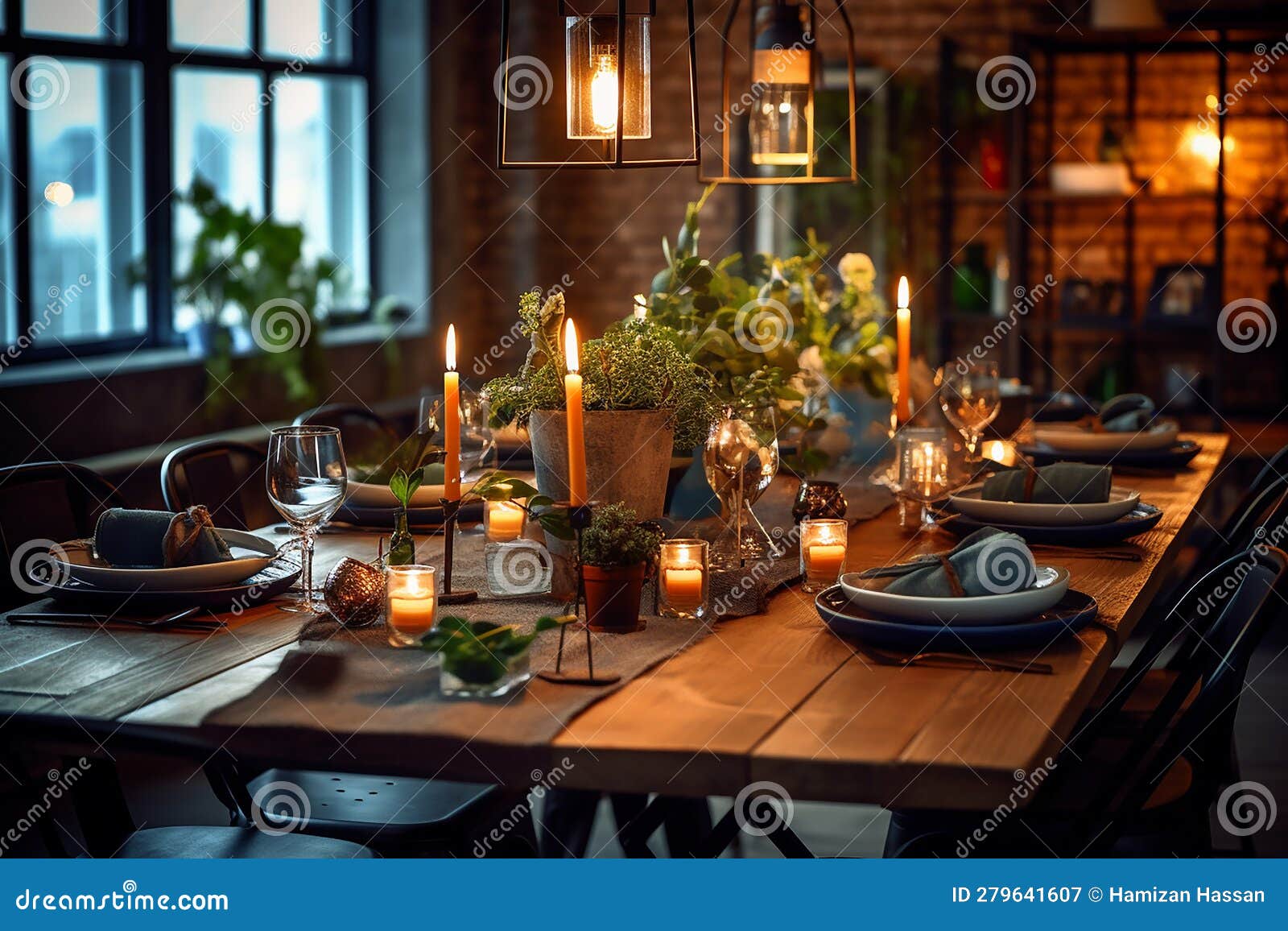 Dinner Table Setting that is Rustic, Cozy, and Inviting Stock ...