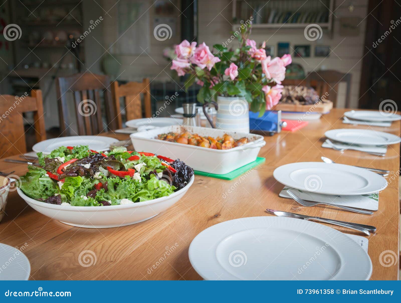 Dinner table setting stock photo. Image of real, food - 73961358