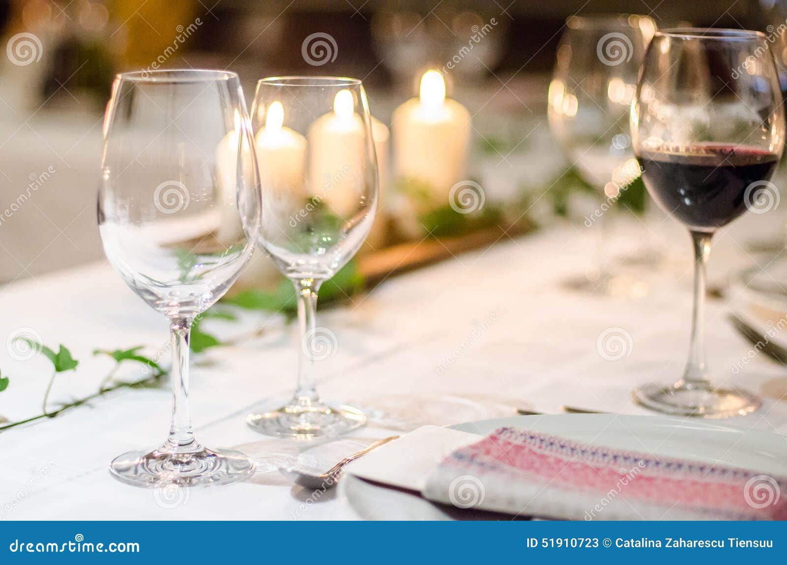 Dinner table setup stock image. Image of tools, candles - 51910723
