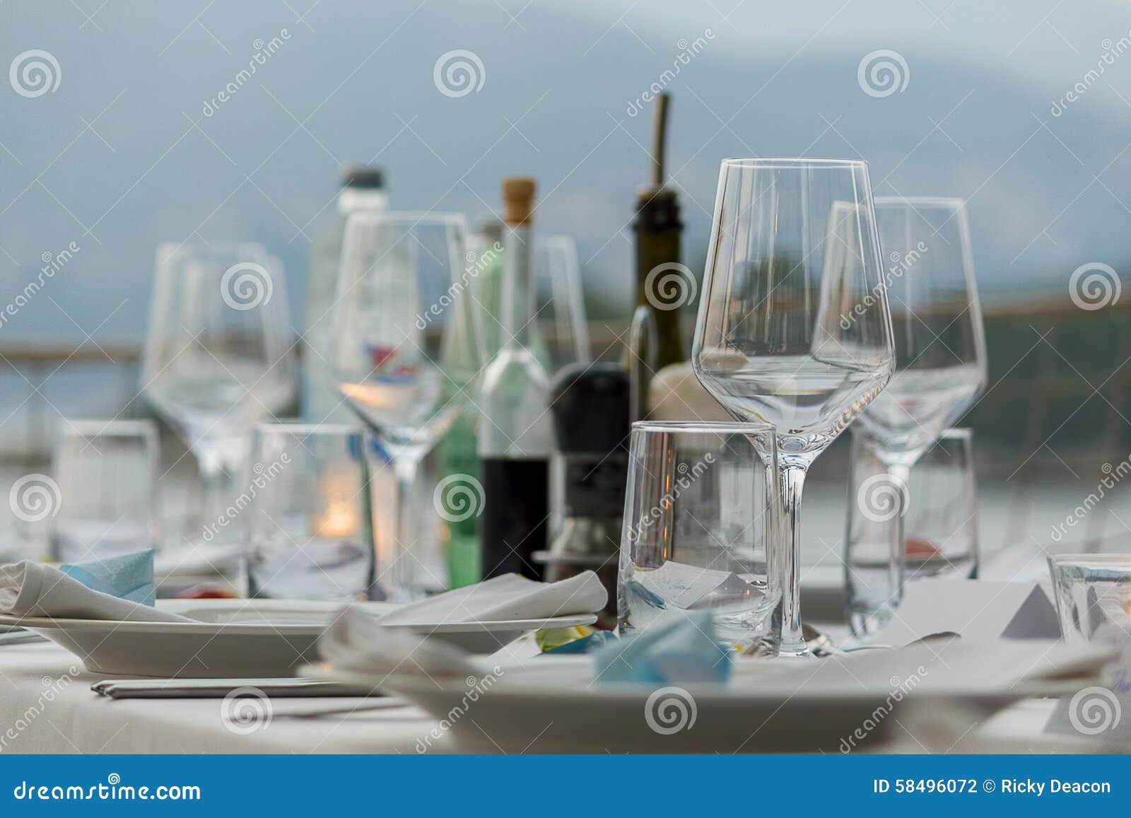Dinner table stock photo. Image of lunch, vacation, wine - 58496072