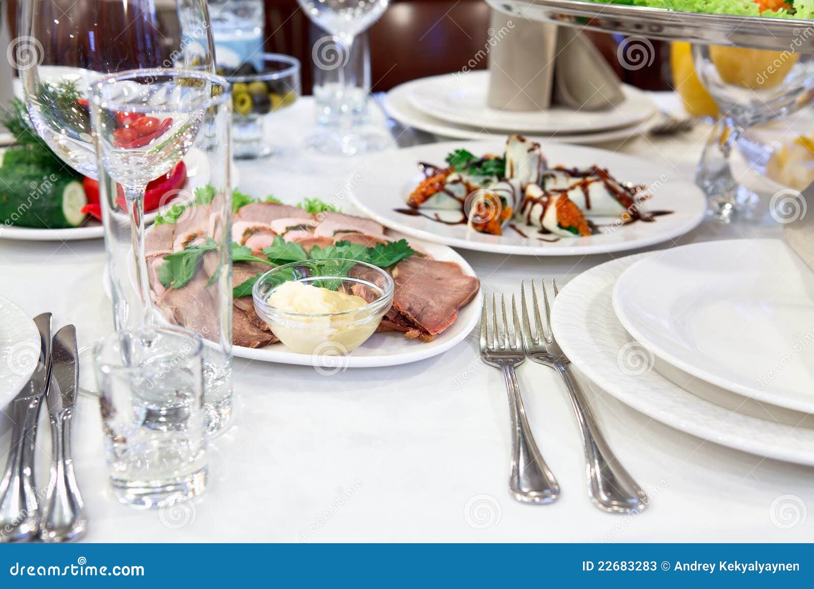 Dinner Table with Tasty Food Stock Image - Image of cuisine, dishware ...