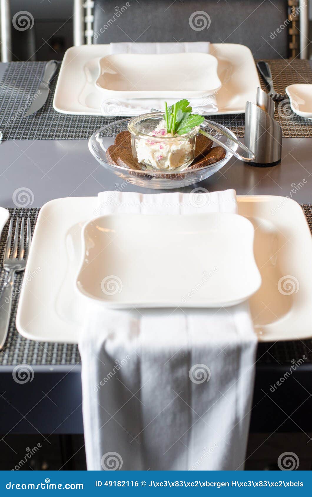 Dinner Table for Two with Starter - Cheese Stock Photo - Image of ...