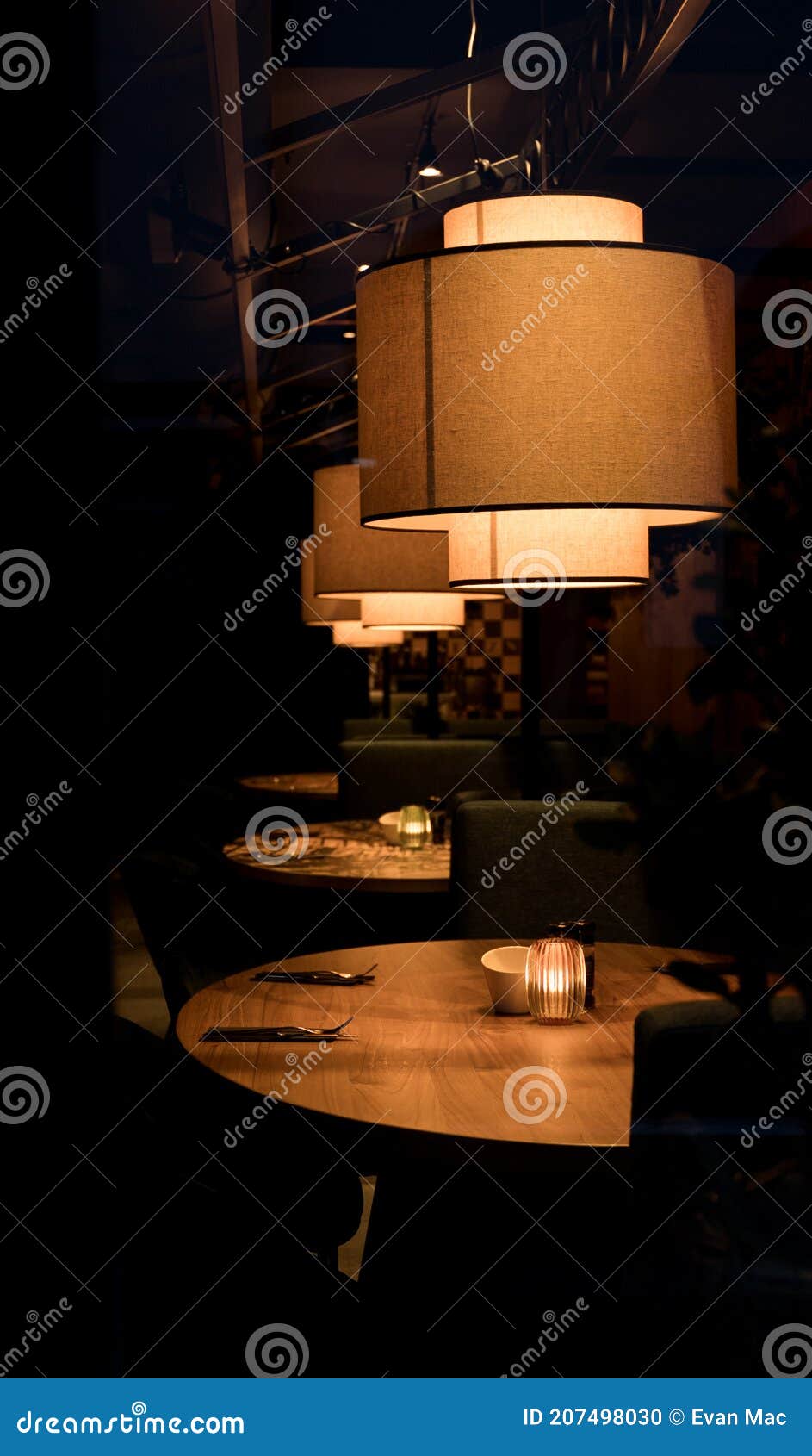 Dinner Tables at Restaurant Dimly Lit Moody Stock Photo - Image of home ...