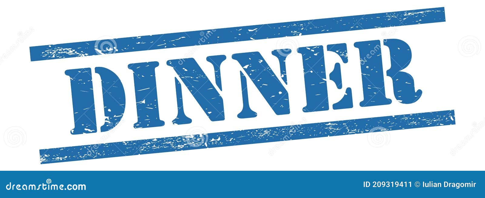 DINNER Text on Blue Grungy Lines Stamp Stock Illustration ...