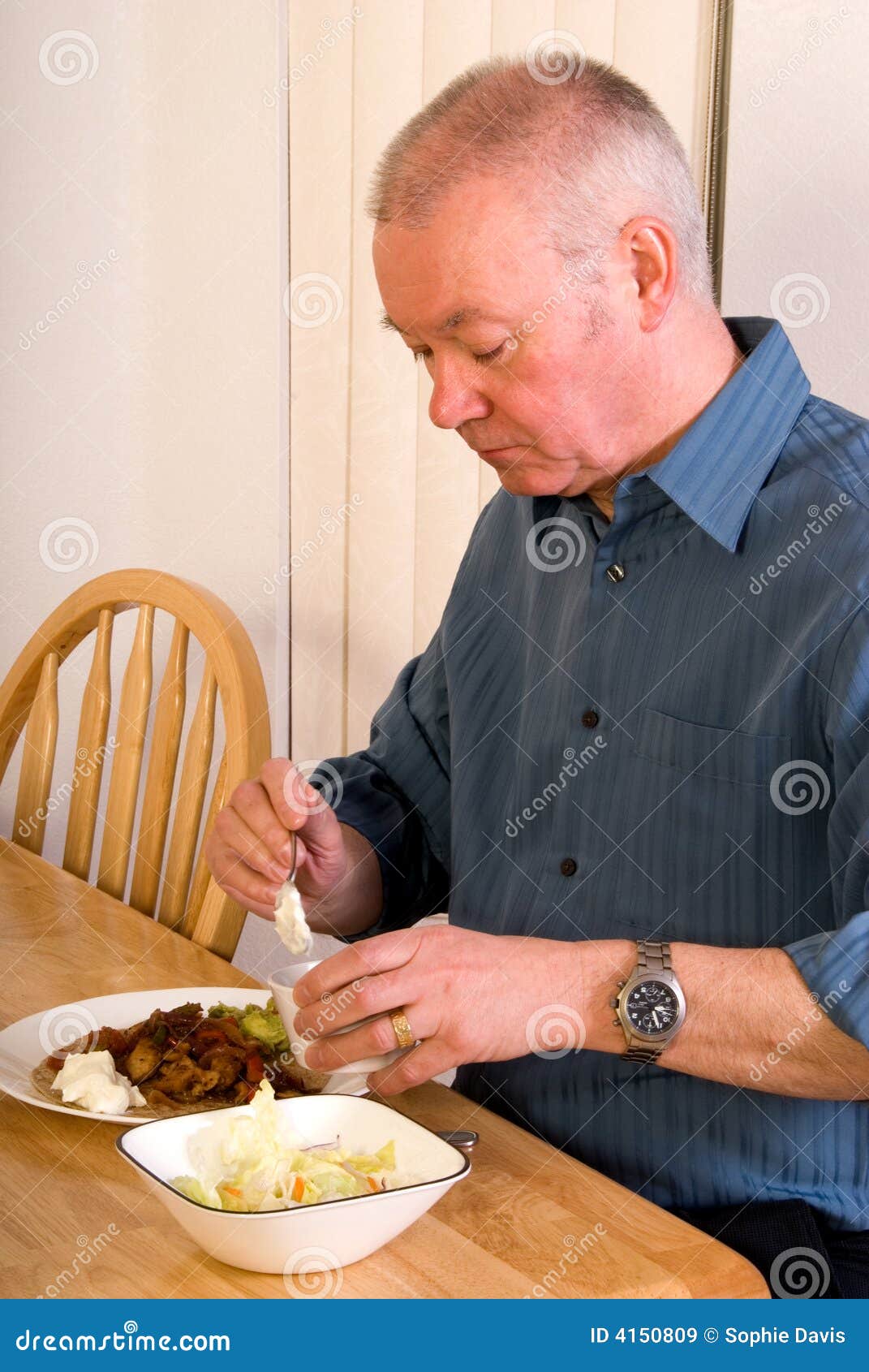 Dinner time. stock image. Image of mature, male, senior - 4150809