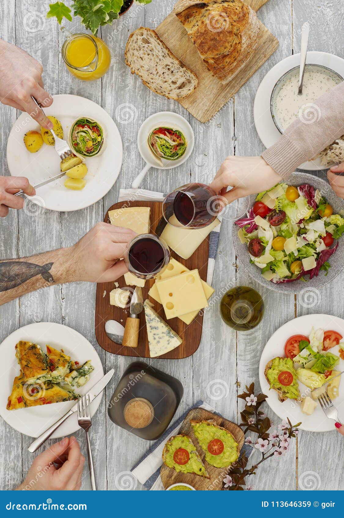 Dinner time from above stock image. Image of healthy - 113646359
