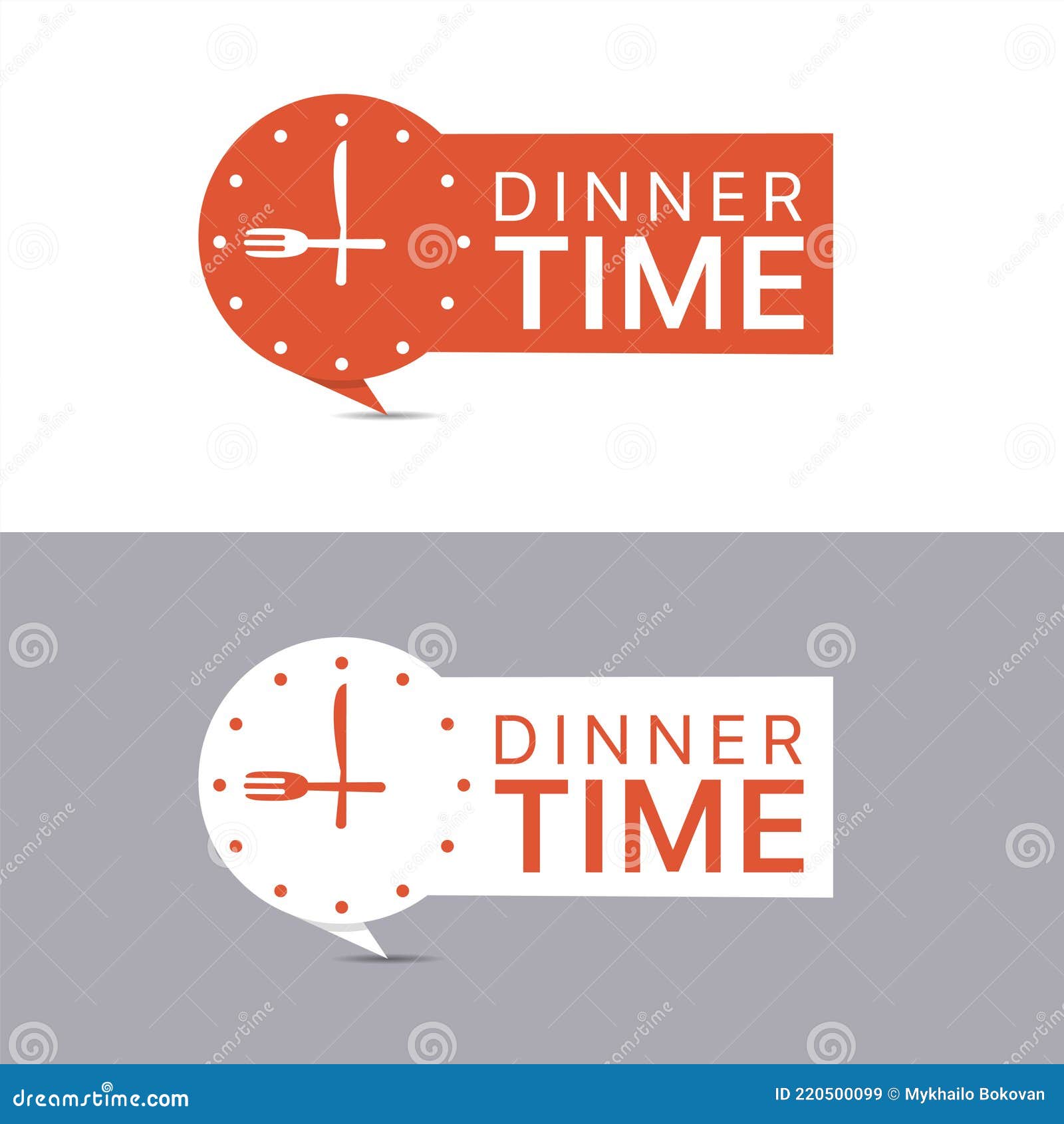 Dinner Time Banners. Red and White Labels Stock Vector - Illustration ...