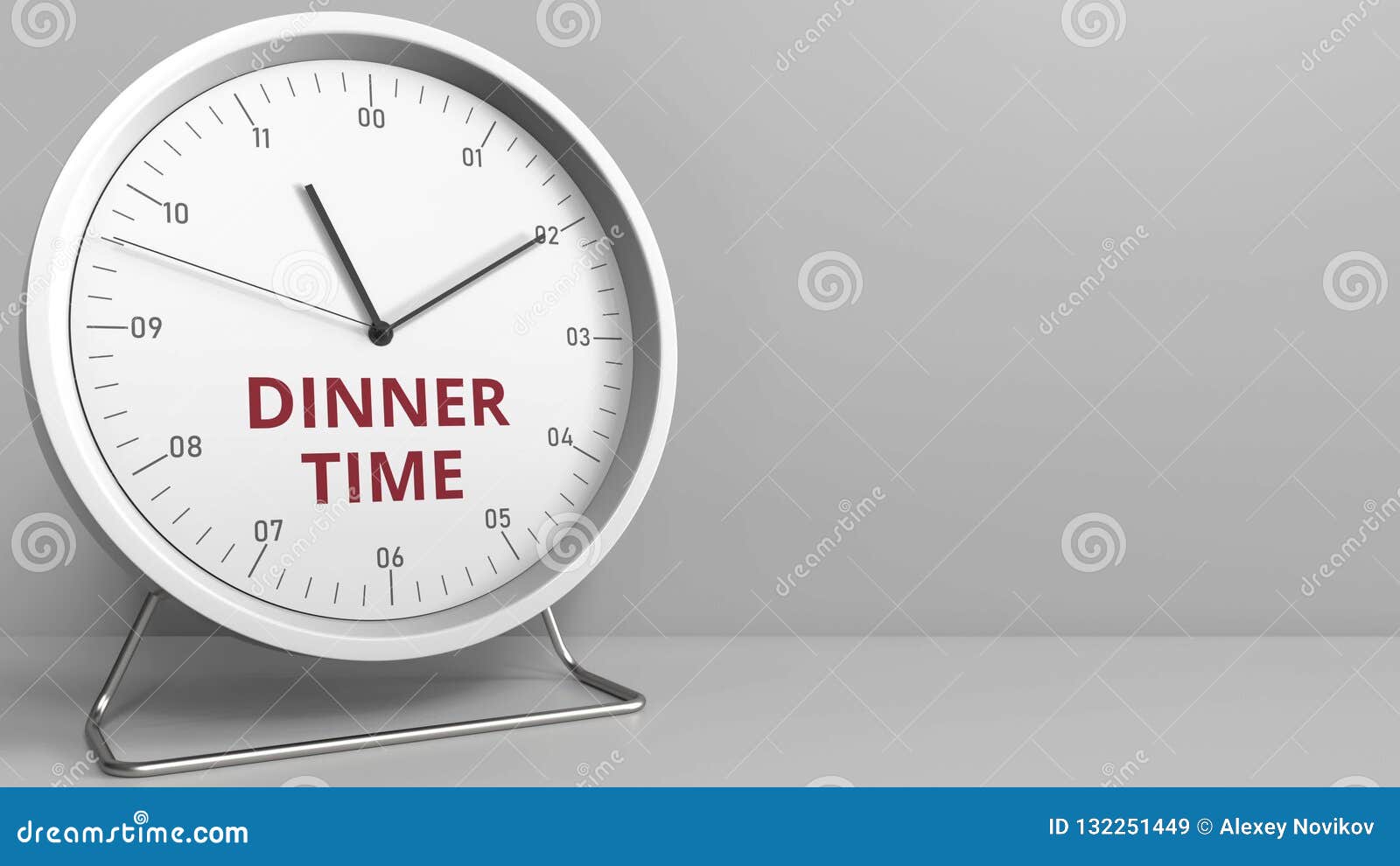 DINNER TIME Caption on the Clock Face. Conceptual 3D Rendering Stock ...