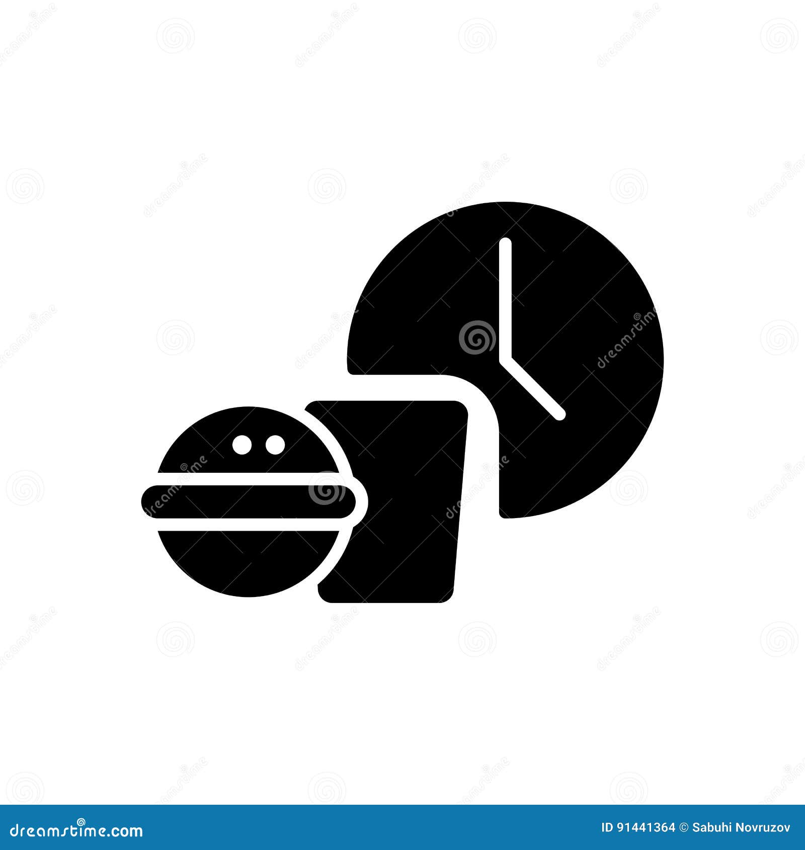 Dinner Time Sign Burger and Drink and Clock Sign. Stock Vector ...