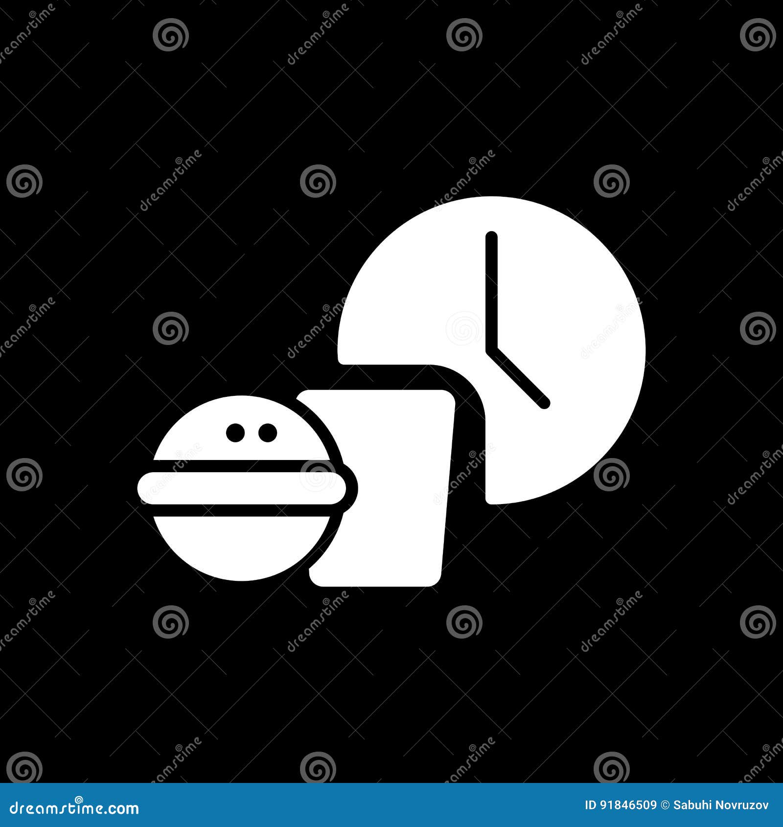 Dinner Time Sign Burger and Drink and Clock Sign. Stock Vector ...