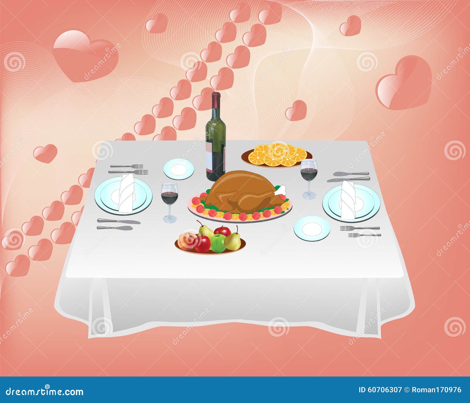 Dinner for two stock vector. Illustration of etiquette - 60706307