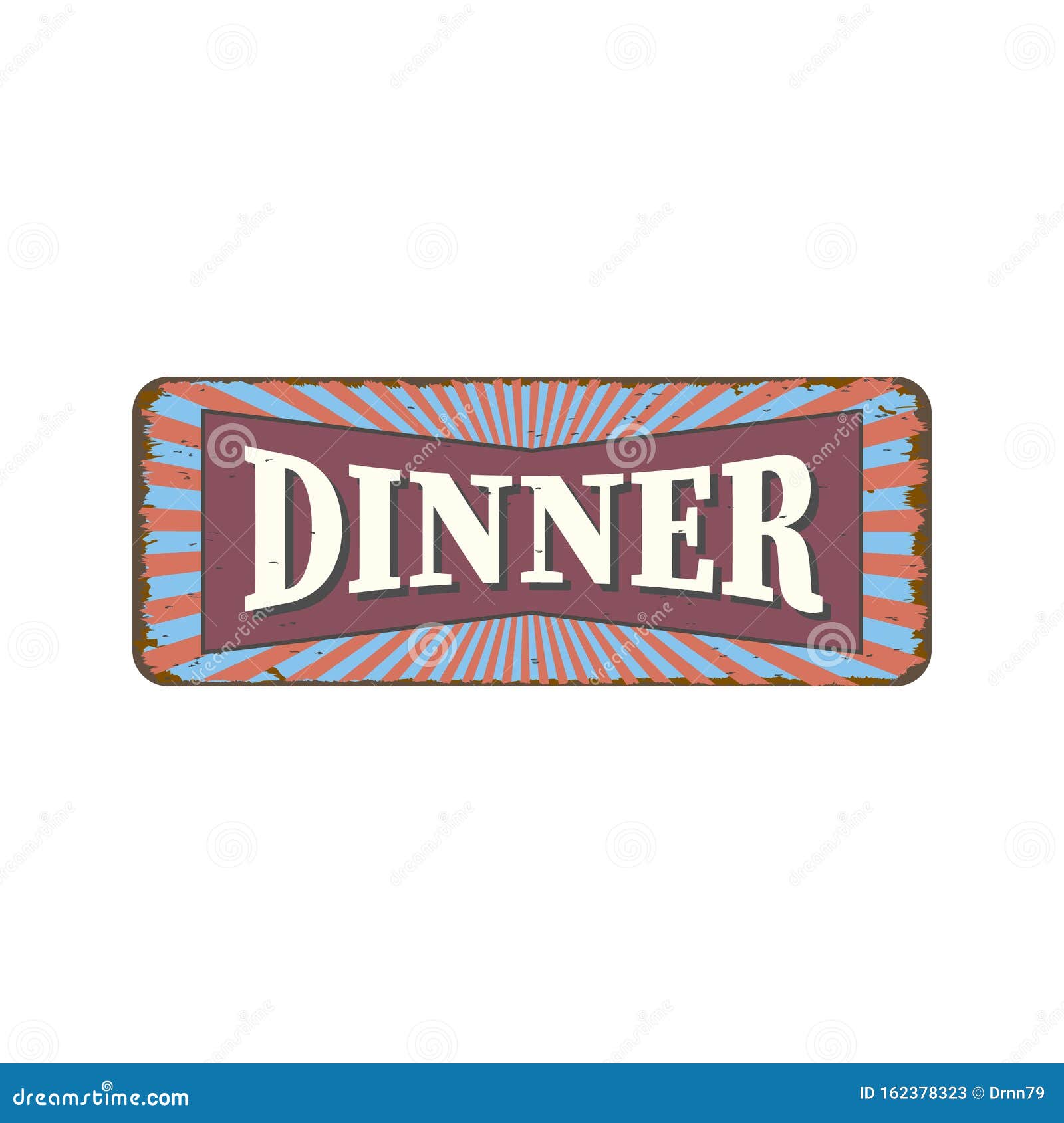 Dinner Vintage Blank Metal Sign with Text Vector EPS 10. Stock Vector ...