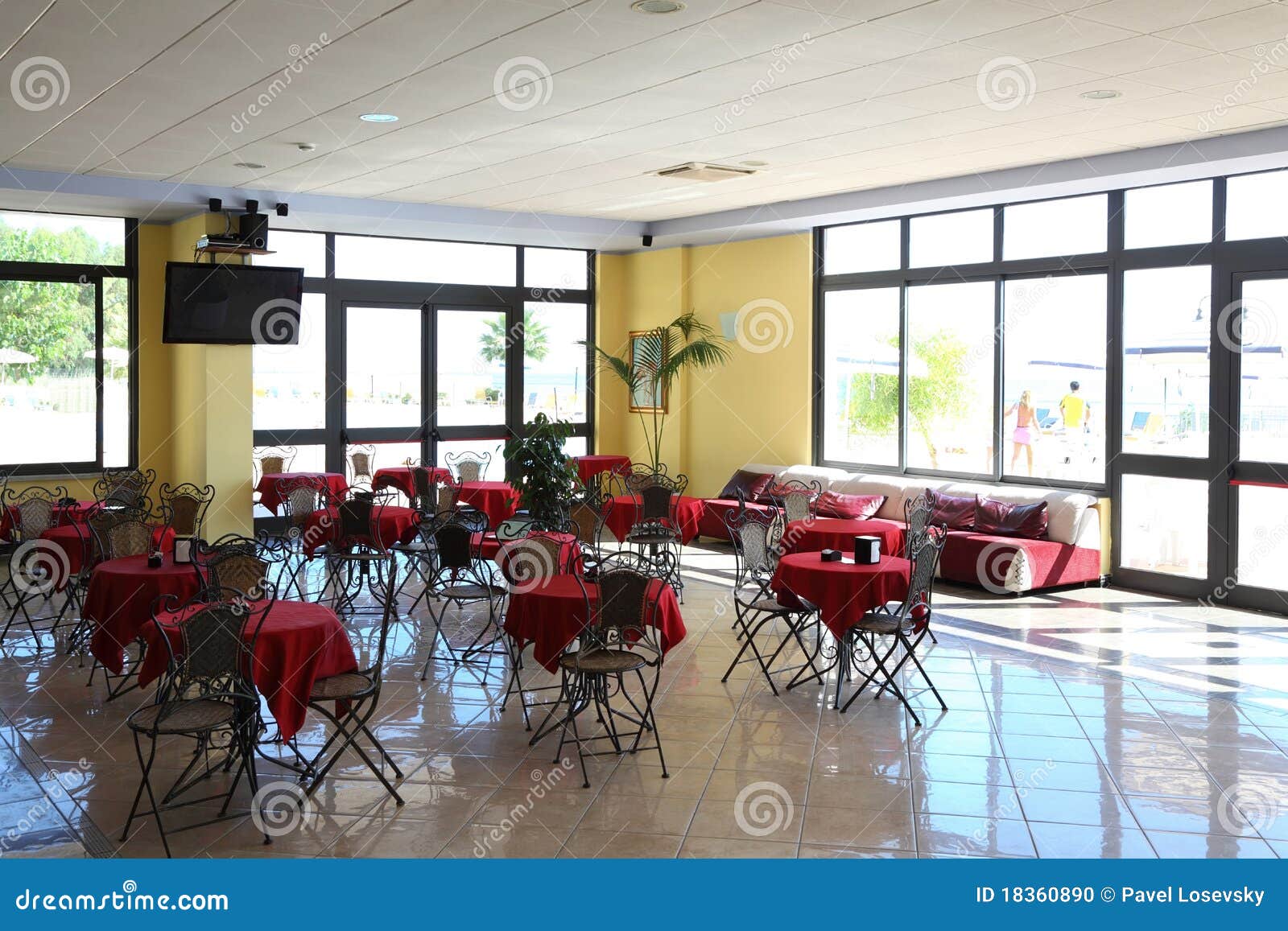 Dinner-wagons with Table-cloths and Forged Chairs Stock Photo - Image ...