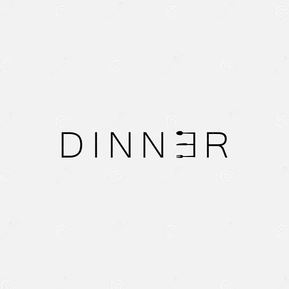 Dinner Word Design with Spoon, Fork and Knife Symbol in Letter E. Stock ...