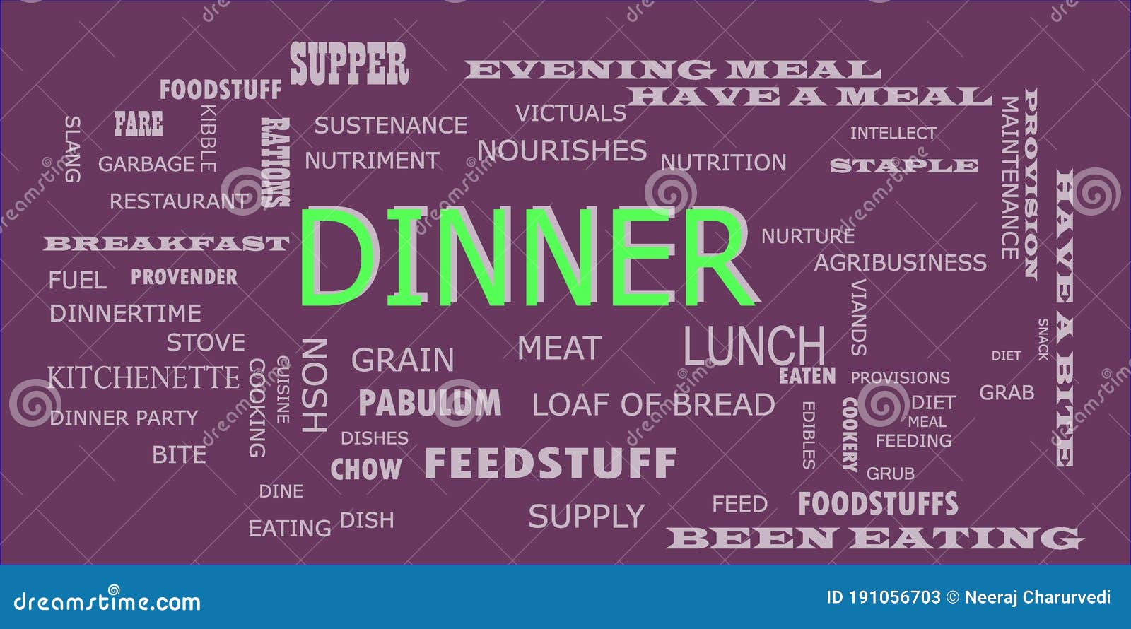 Dinner Word Presented on Text Cloud Background Stock Illustration ...