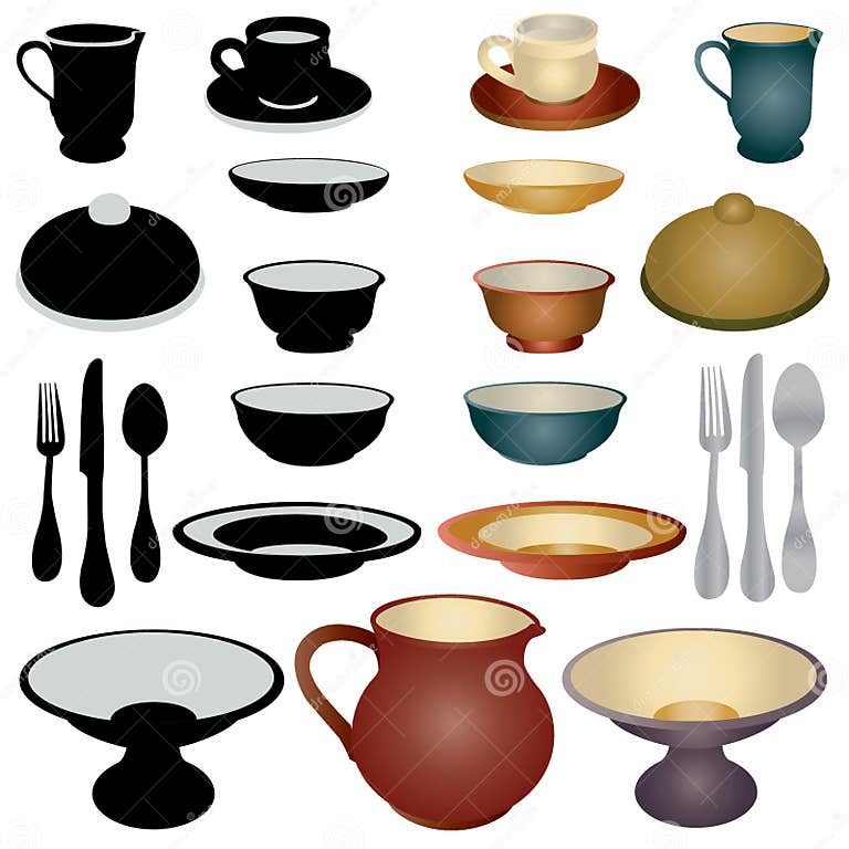 Dinnerware Icon Set stock vector. Illustration of interior - 22834406