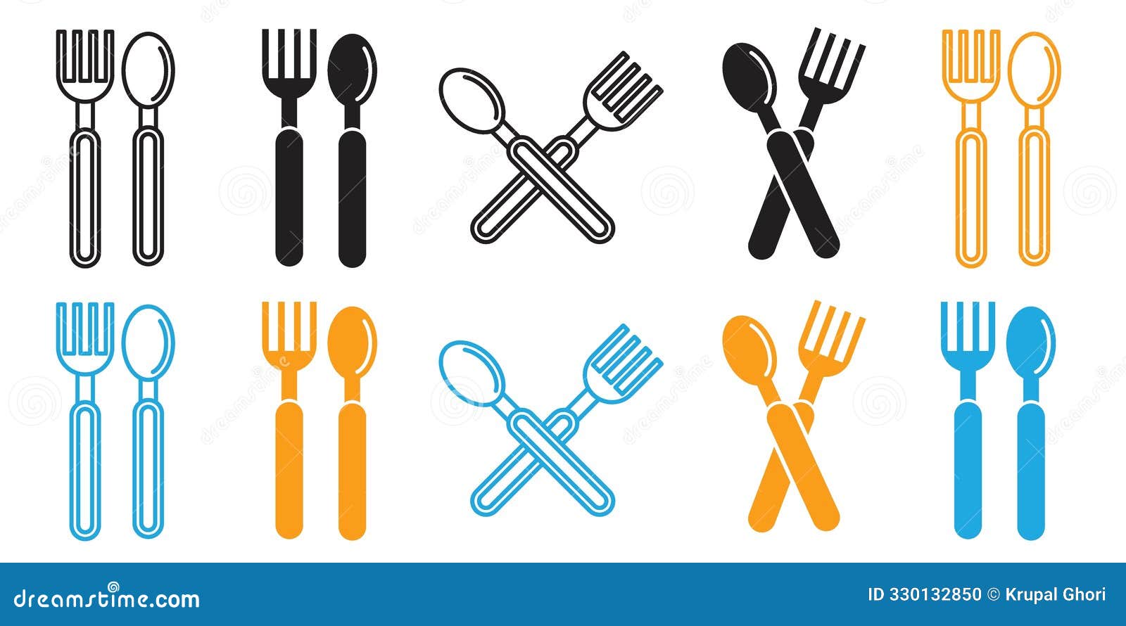 Dinnerware Set Icon for Serving Meals with Spoon and Fork Stock Vector ...