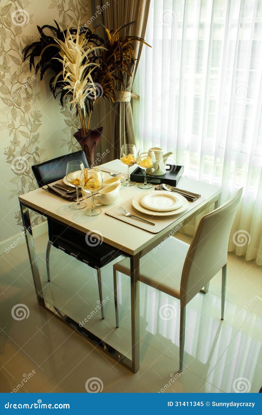 Dinning Table or a Table for the Couple Stock Image - Image of flowers ...