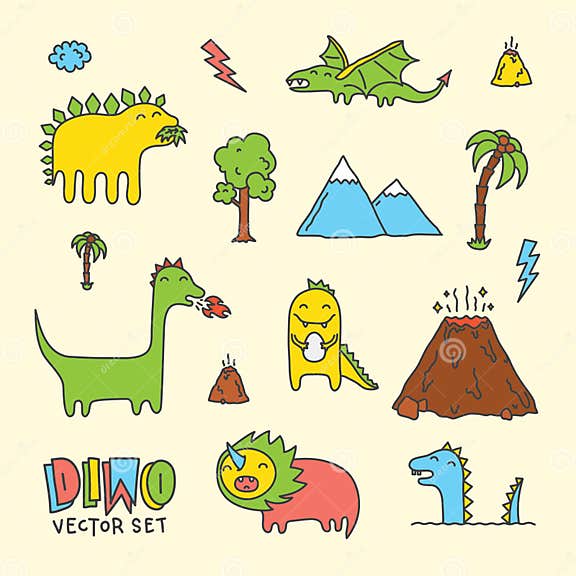 Dino cartoon vector set stock vector. Illustration of icon - 62098045