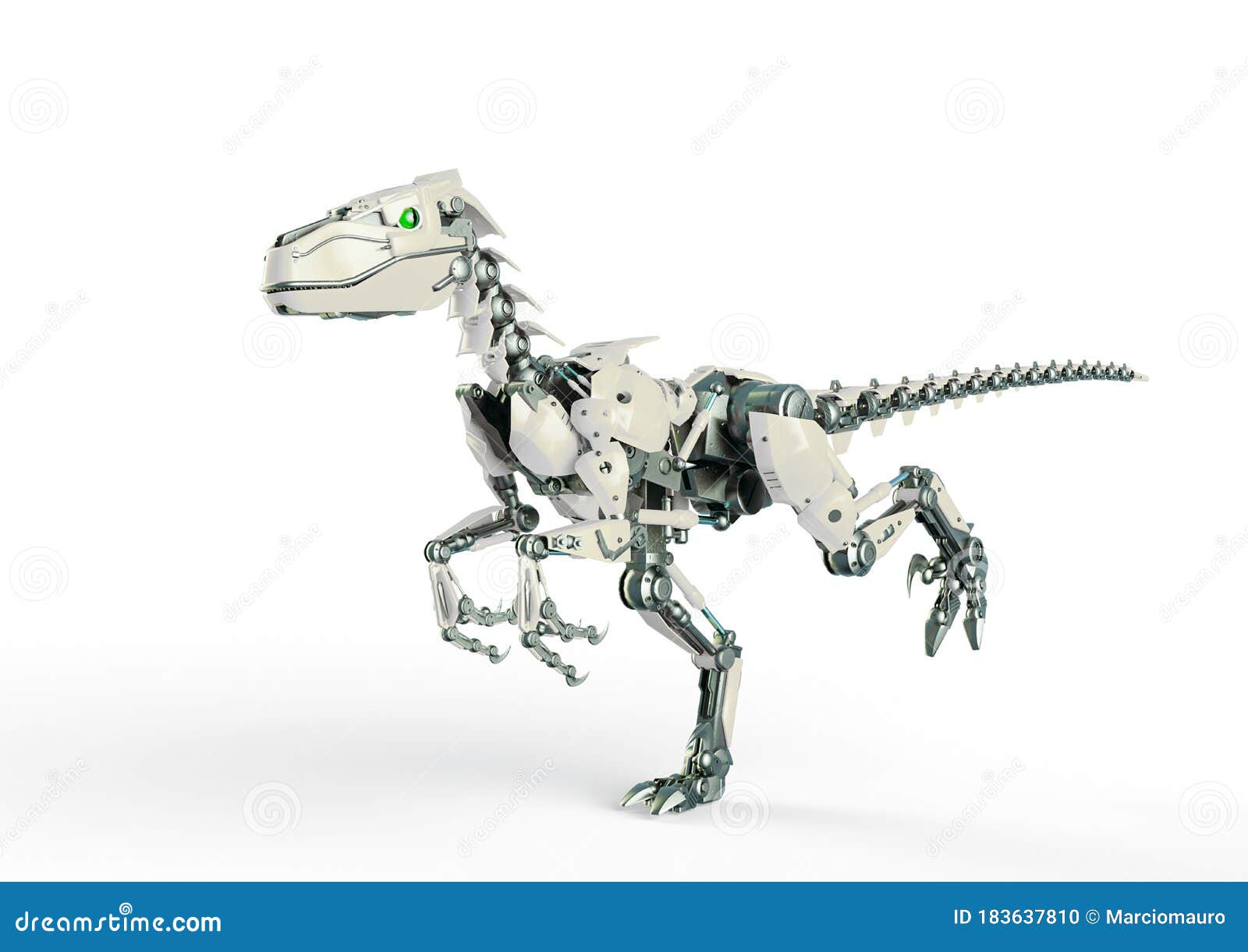 Dino Raptor Robot is Running Stock Illustration - Illustration of ...