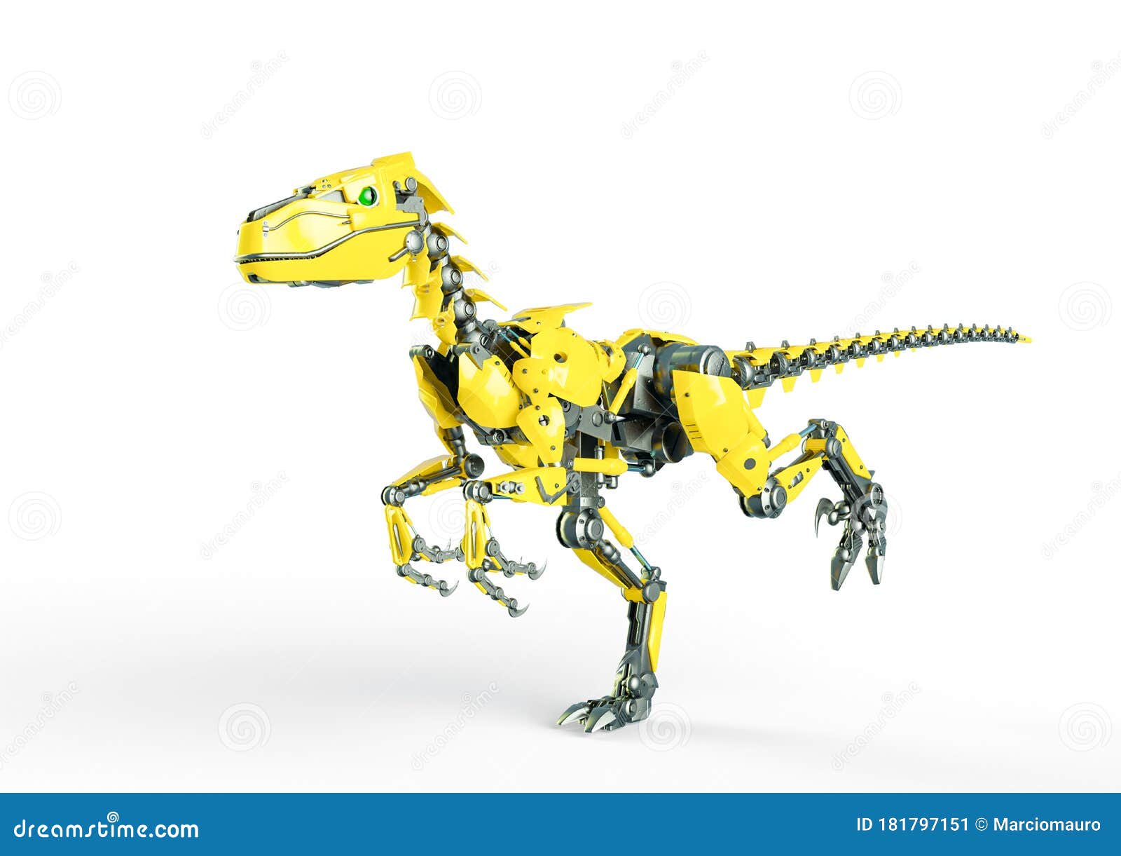 Dino Raptor Robot is Running Stock Illustration - Illustration of ...