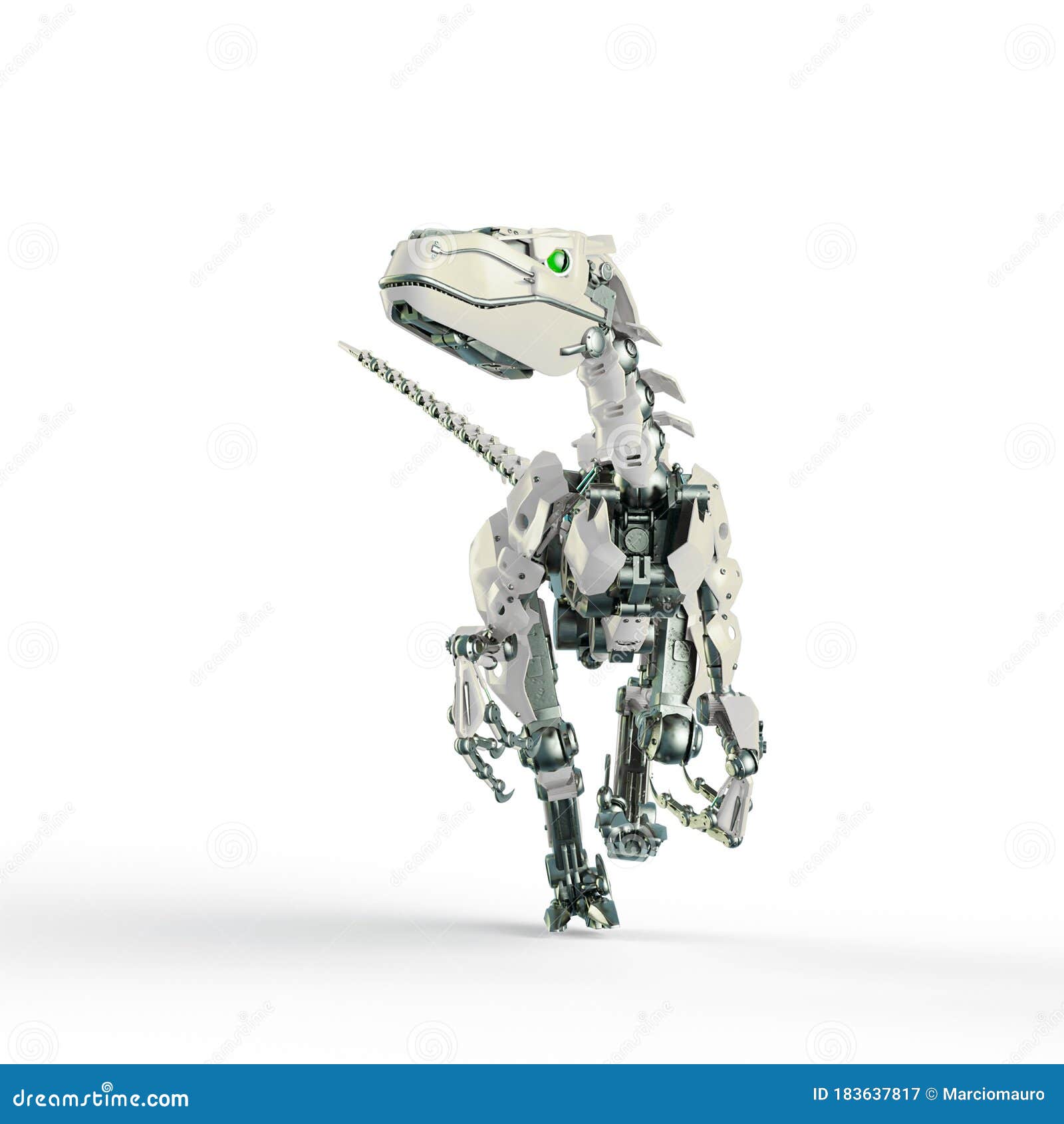 Dino Raptor Robot is Walking Stock Illustration - Illustration of ...