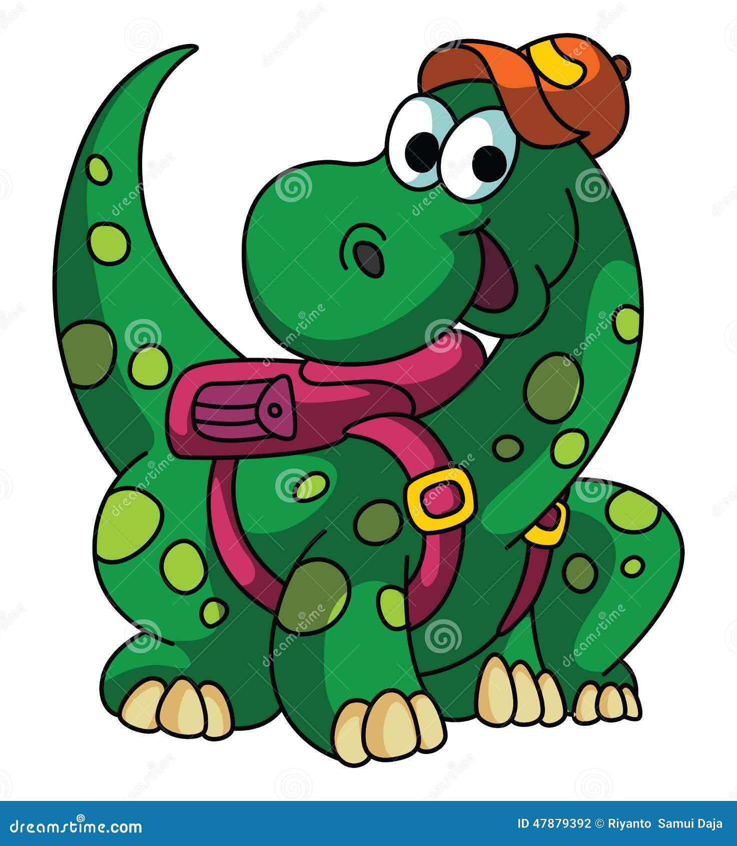 Illustrator Of Dino Swim Cartoon Vector | CartoonDealer.com #33355199