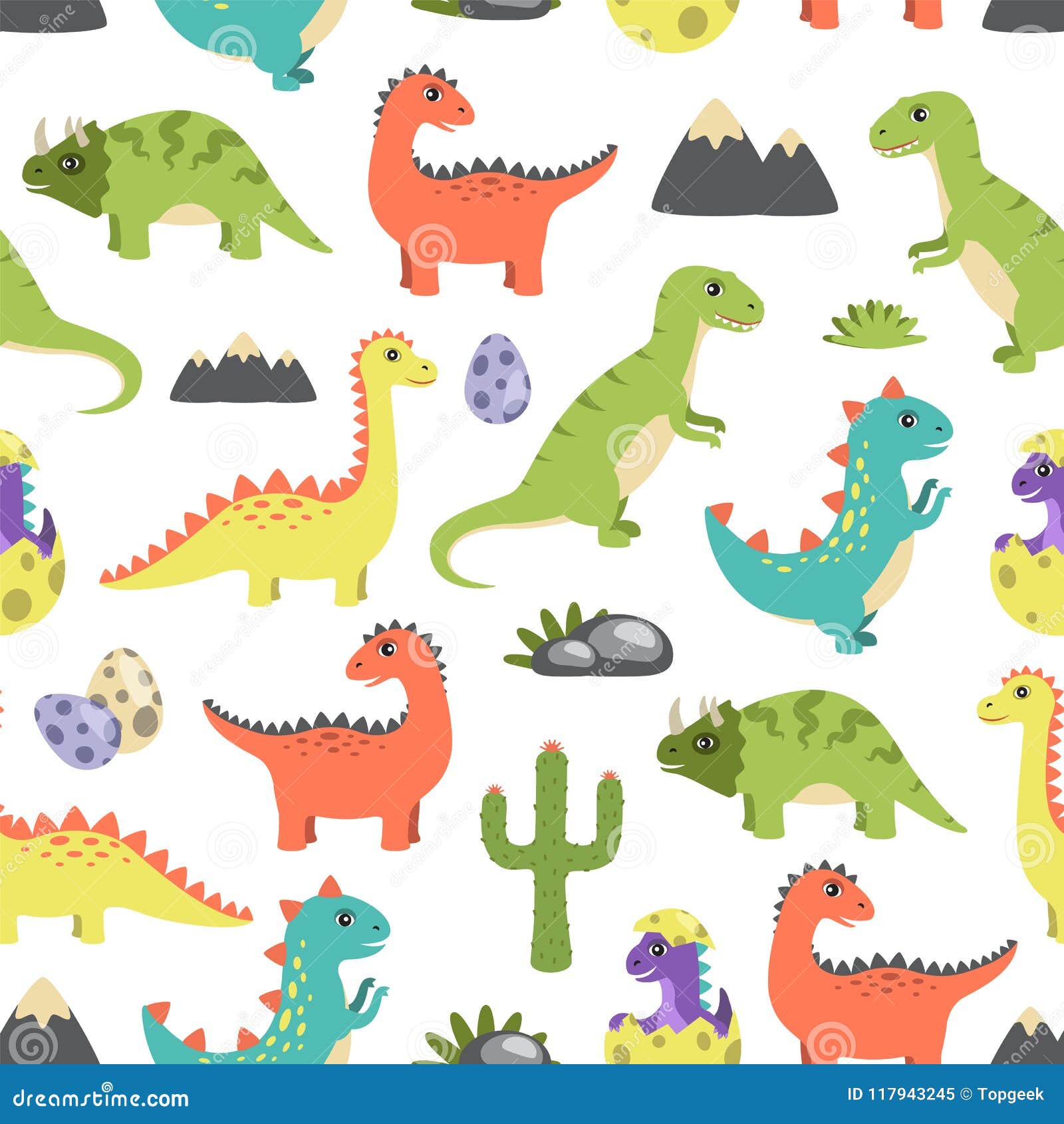 Dino Seamless Pattern Image Vector Illustration Stock Vector ...