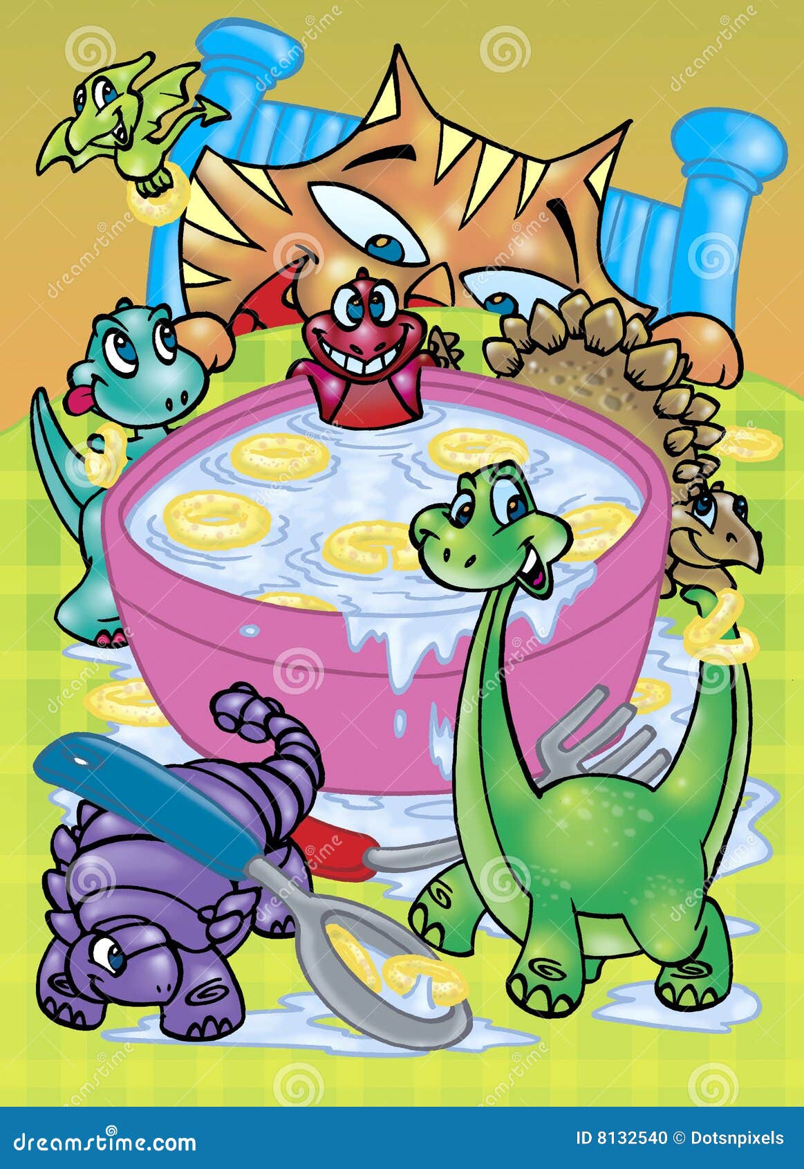 Dino soup stock illustration. Illustration of dinosaurs - 8132540