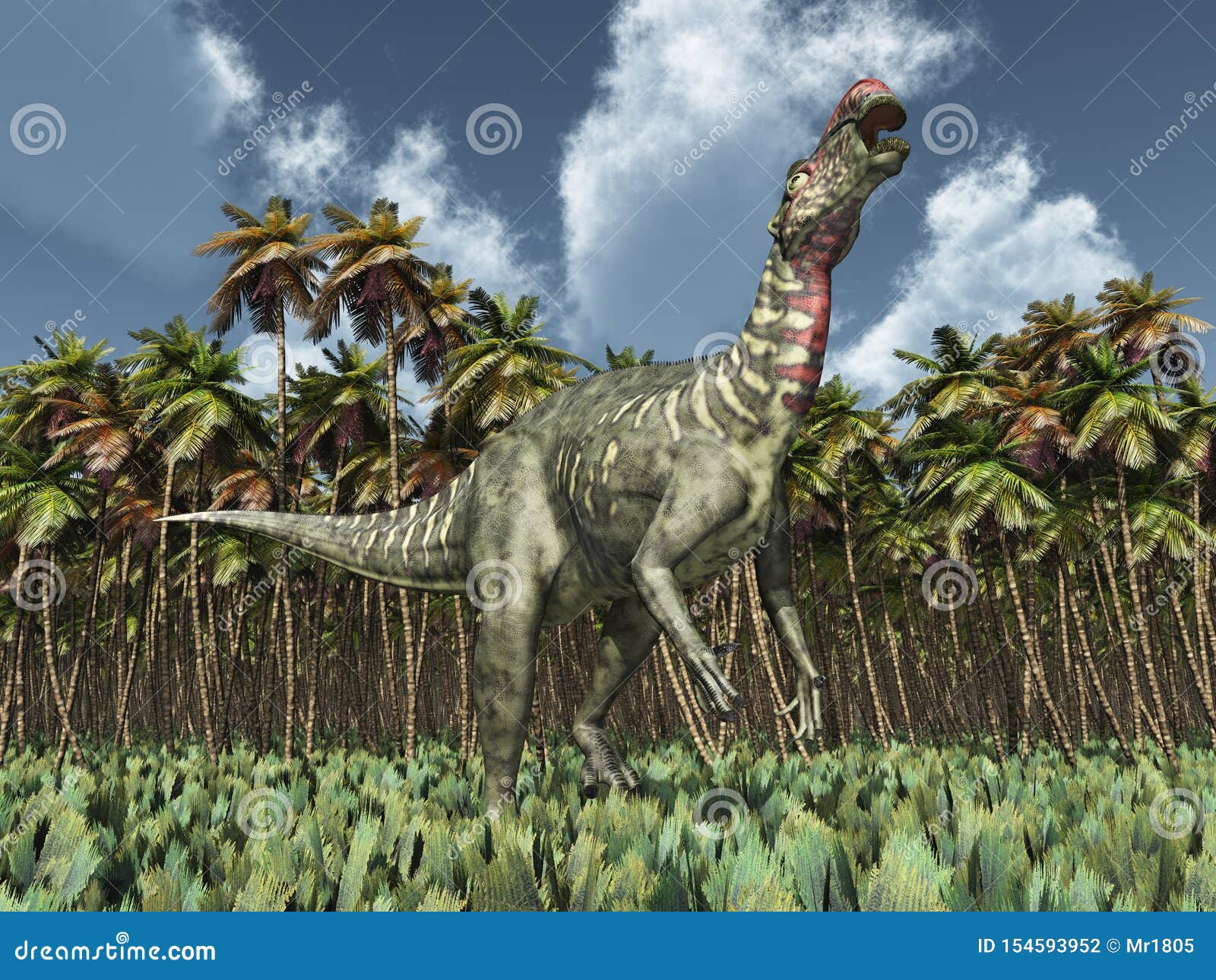Dinosaur Altirhinus In A Forest Royalty-Free Cartoon | CartoonDealer ...