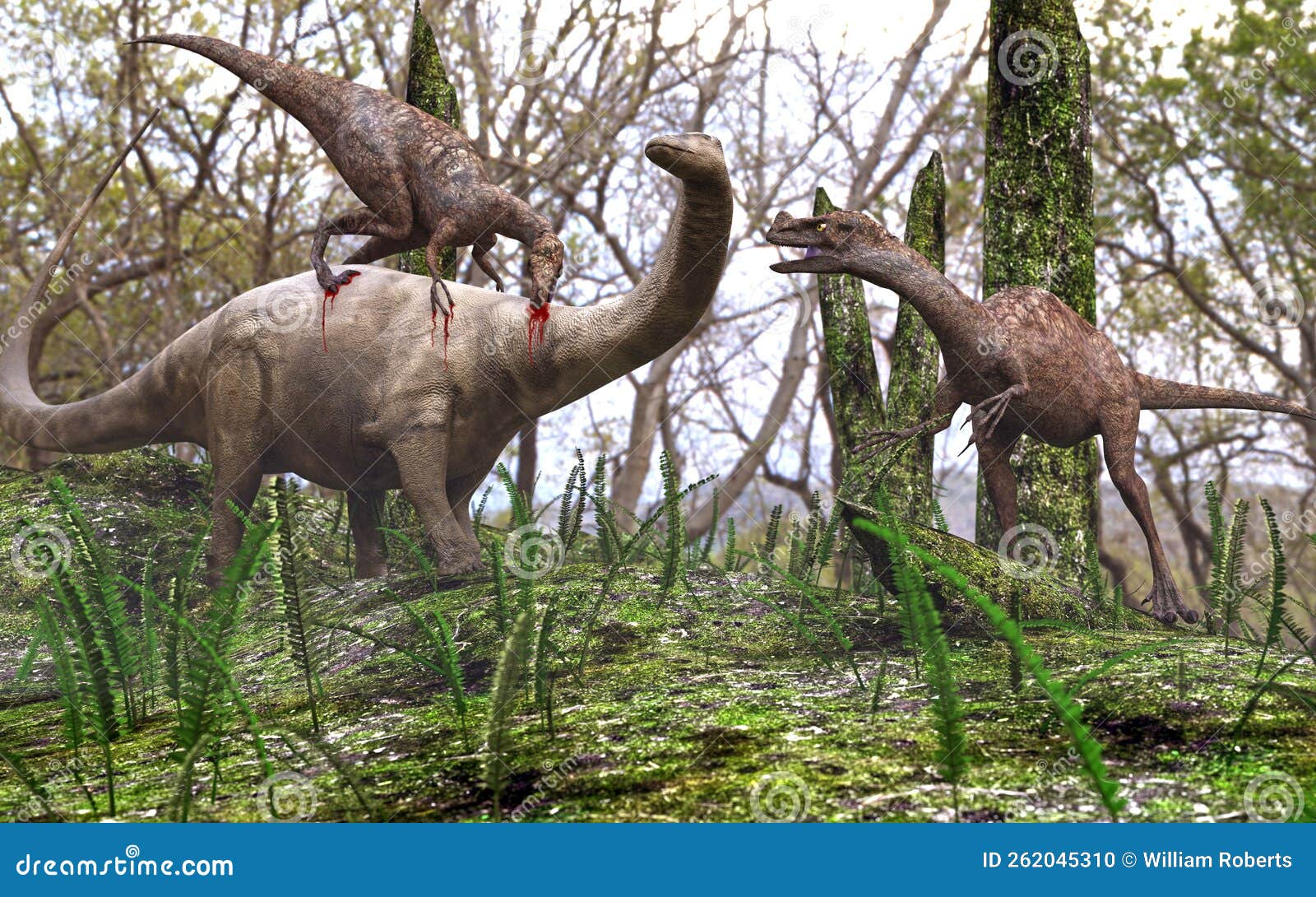 Dinosaur Attack Scene stock illustration. Illustration of rapid - 262045310