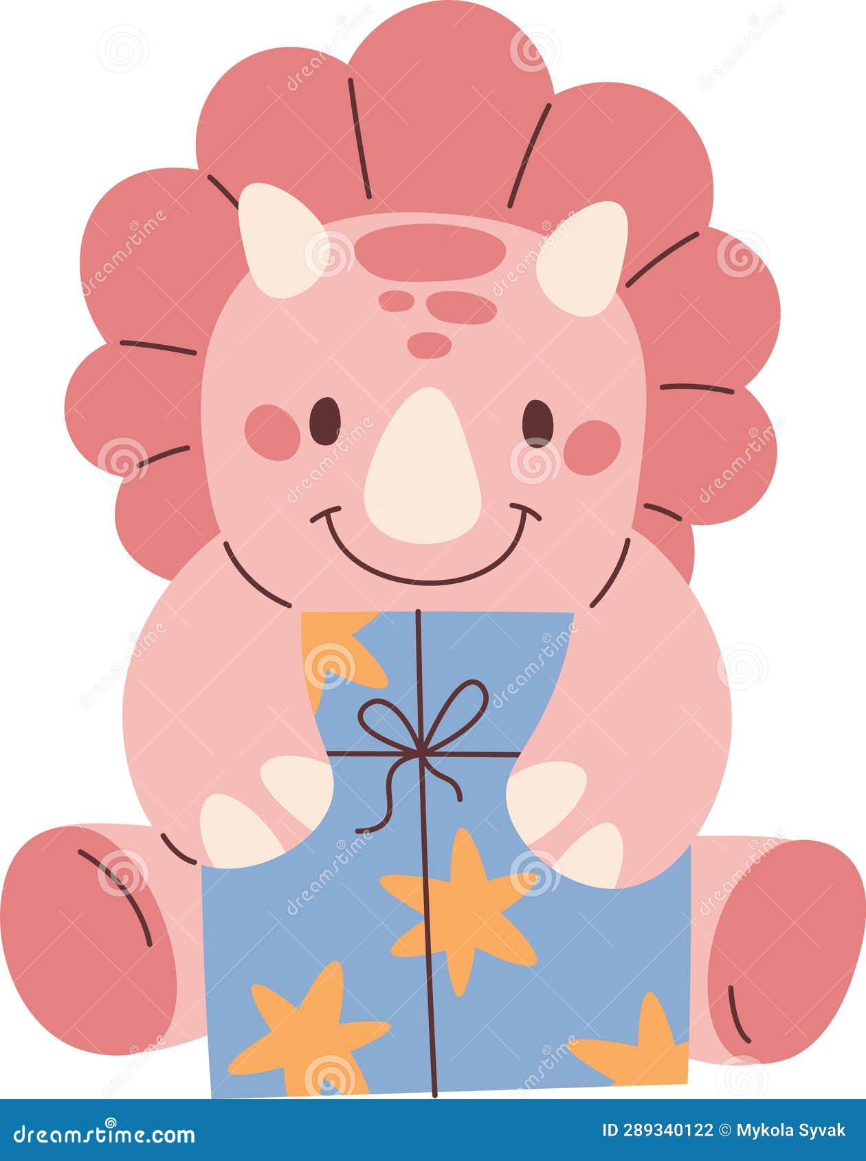 Dinosaur Baby with Birthday Present Stock Vector - Illustration of card ...