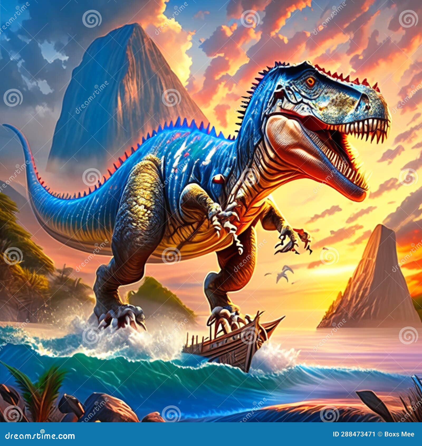 Dinosaur 3d Rendering, Tyrannosaurus Rex Swim Royalty-Free Stock Image ...