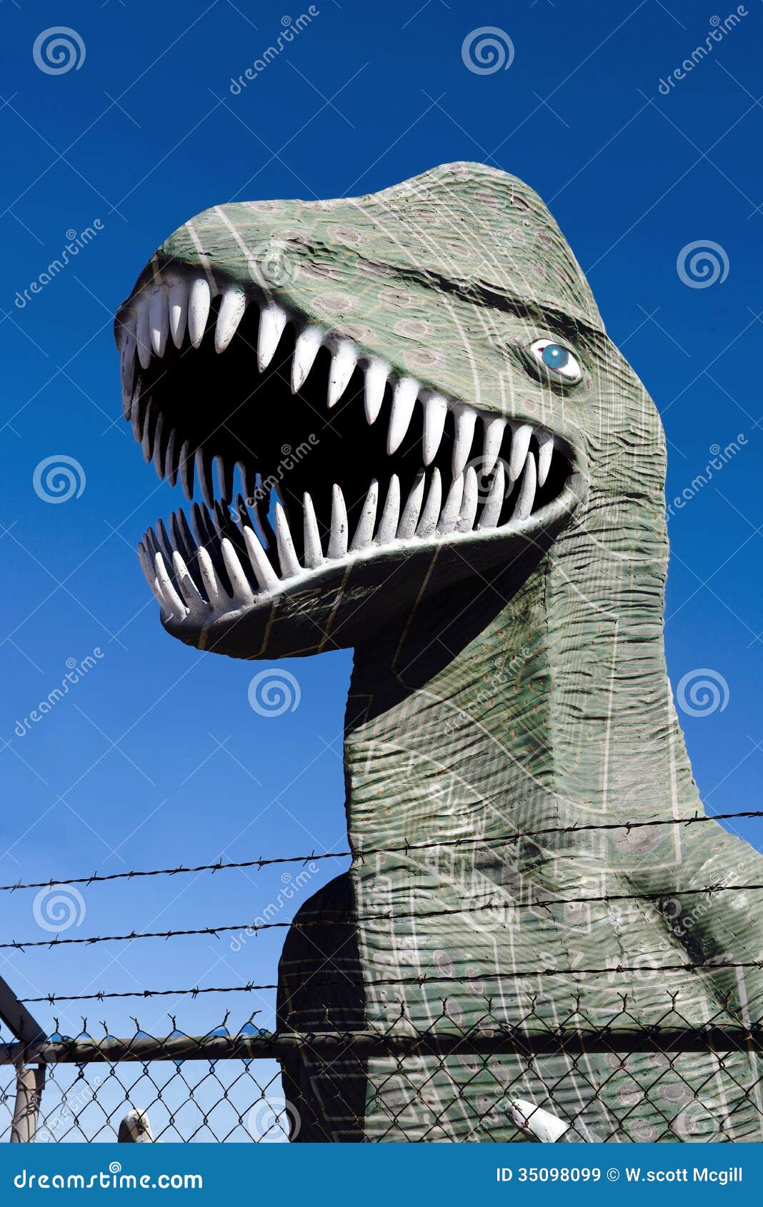 Dinosaur behind fence. stock image. Image of freak, dino - 35098099