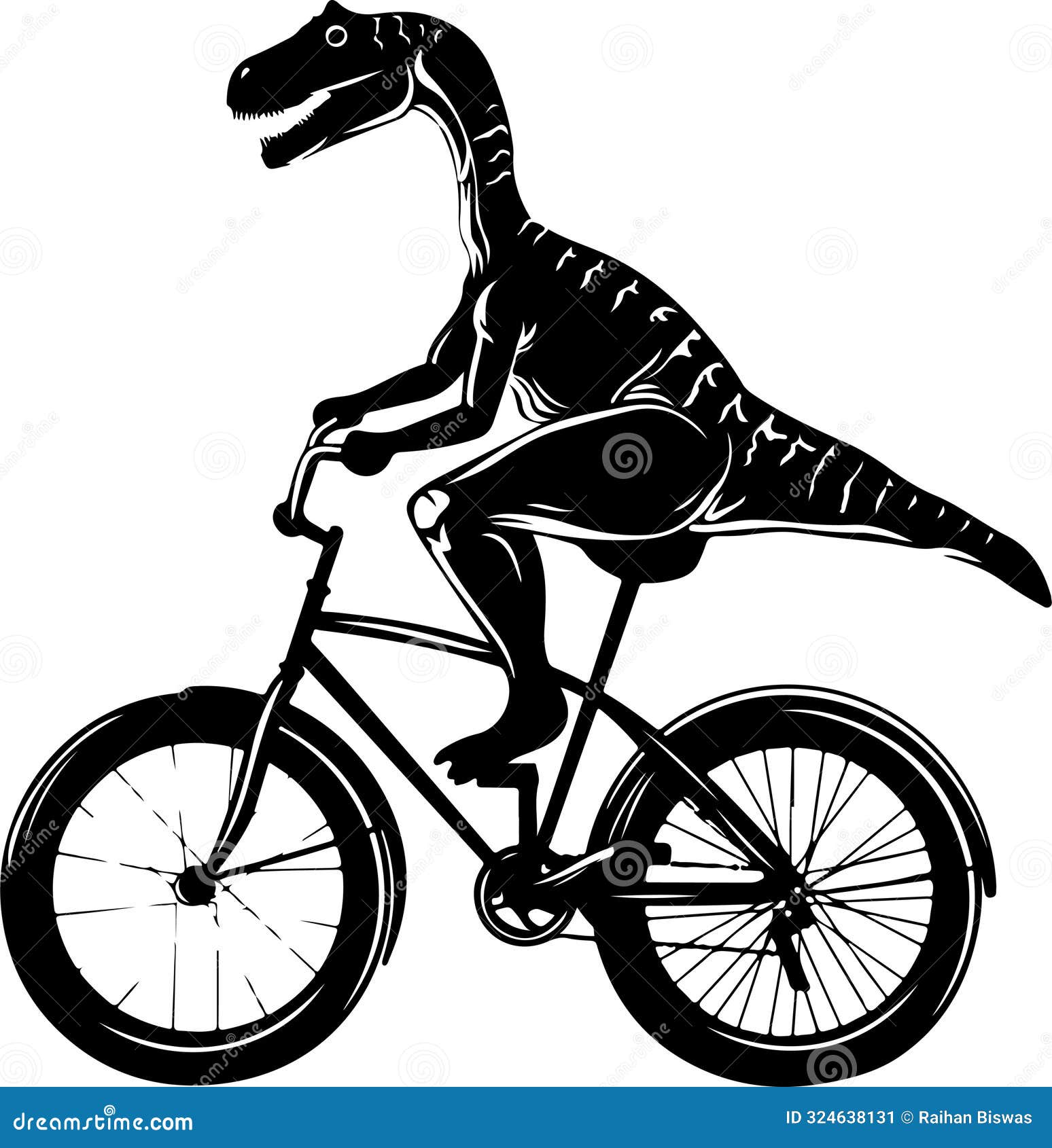 Dinosaur on Bicycle Silhouette Stock Illustration - Illustration of ...