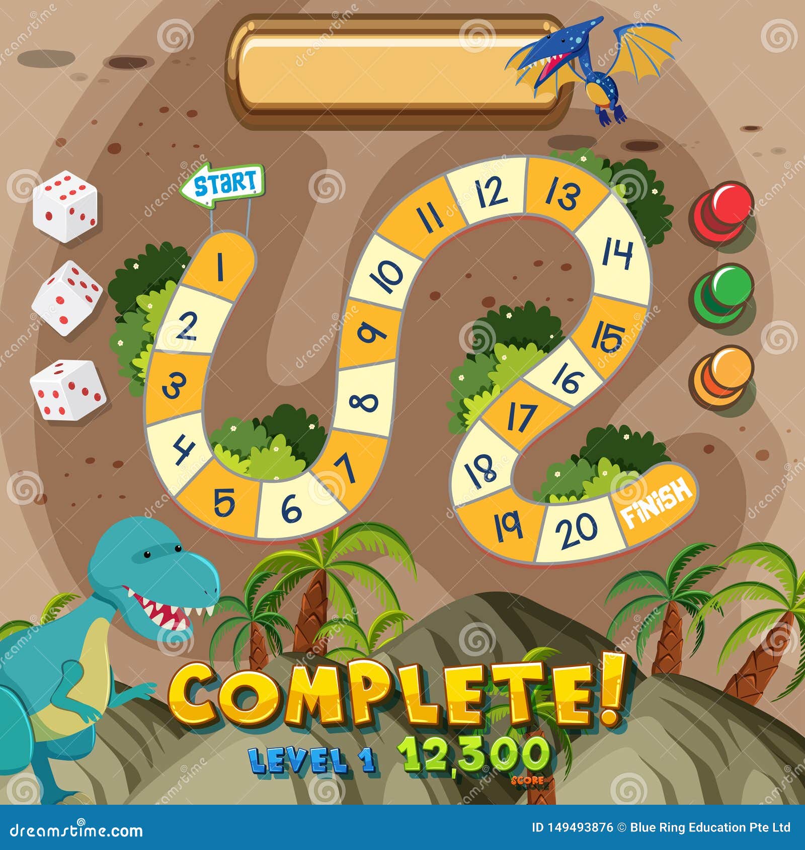 Dinosaur Board Game Background Stock Vector - Illustration of drawing ...