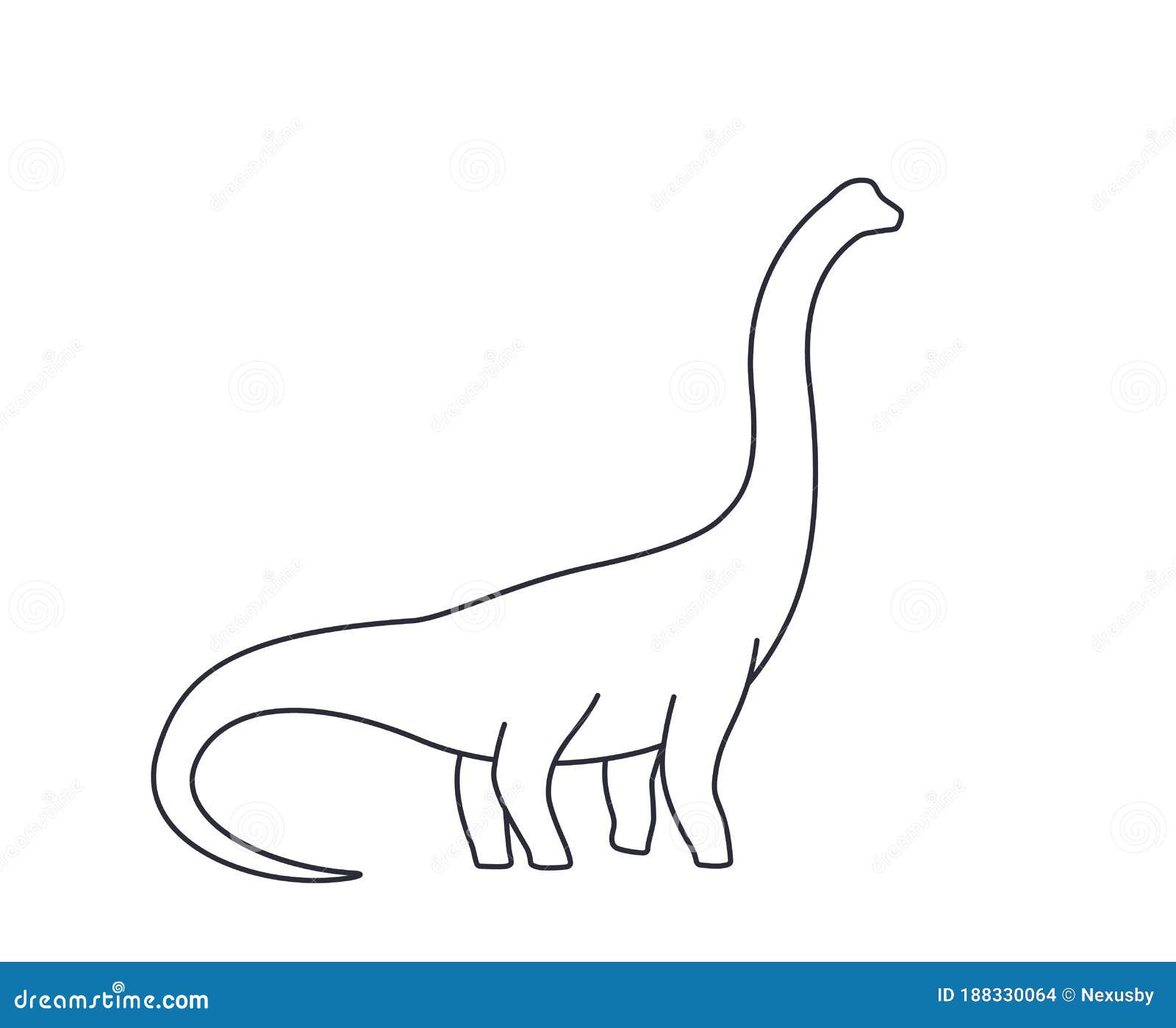 Dinosaur, Brachiosaurus Silhouette, Line Vector Stock Vector ...