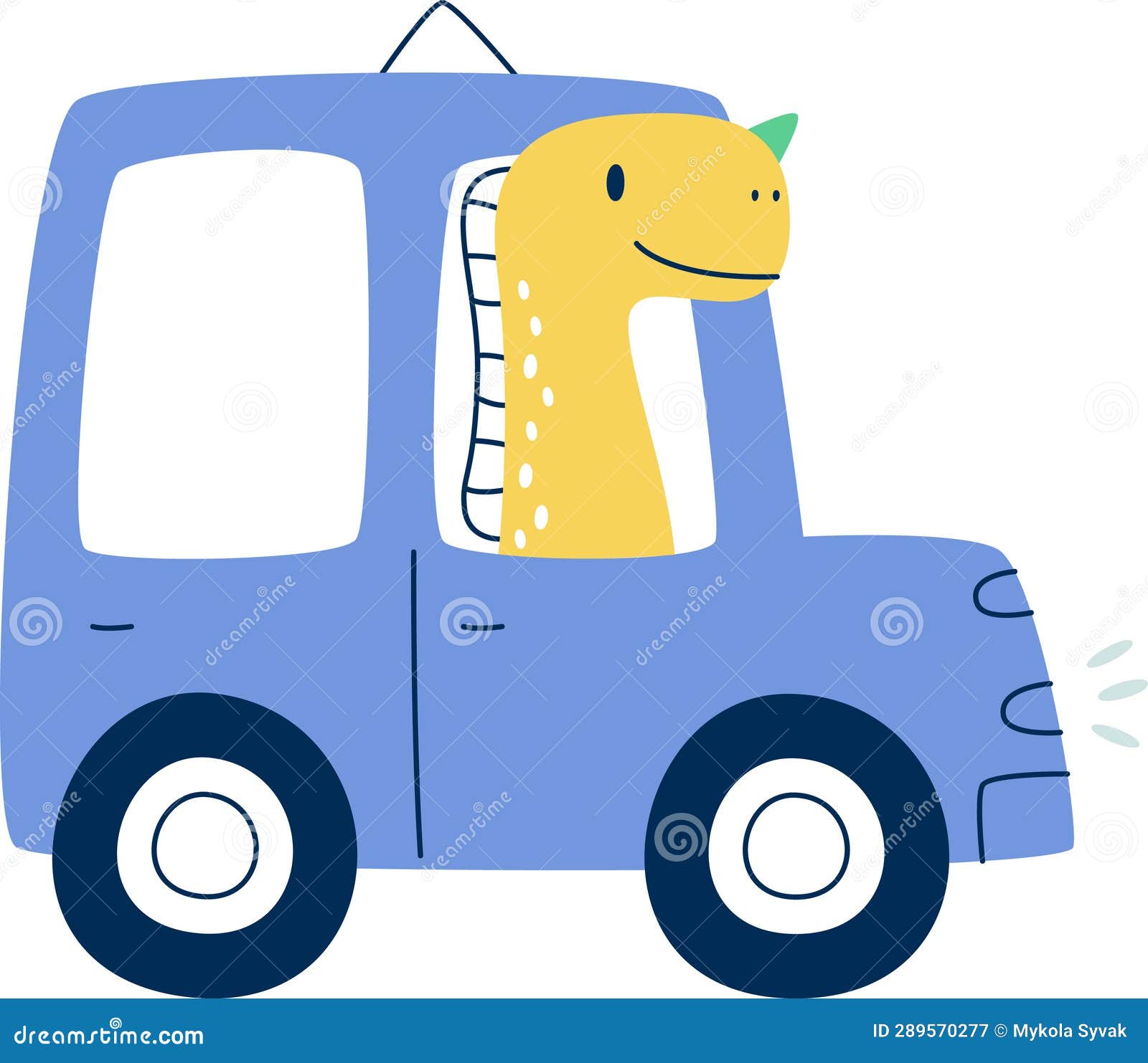 Dinosaur in Car stock vector. Illustration of transport - 289570277
