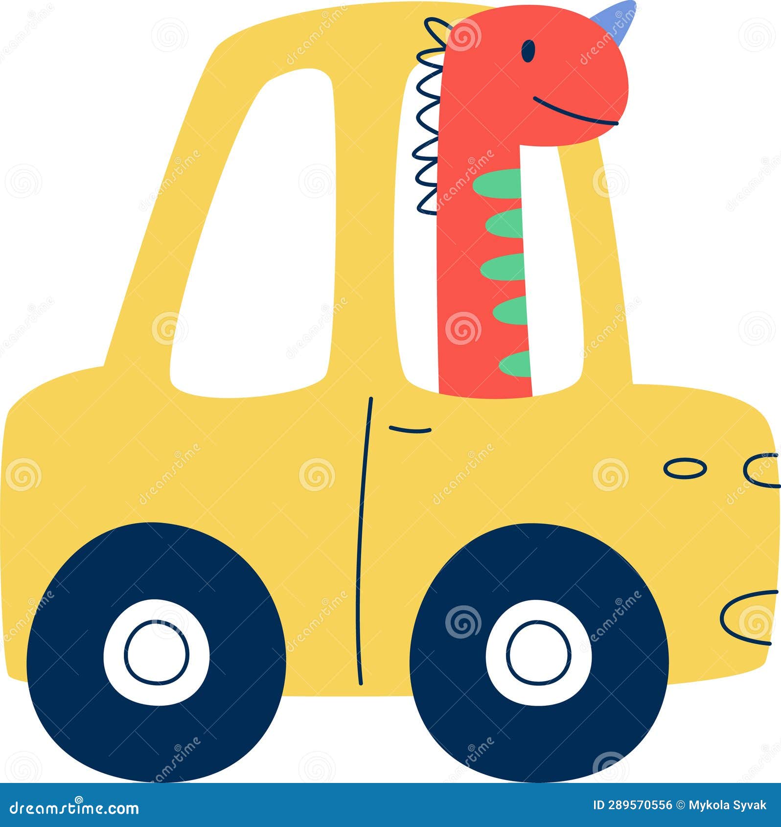 Dinosaur in Car stock vector. Illustration of happy - 289570556
