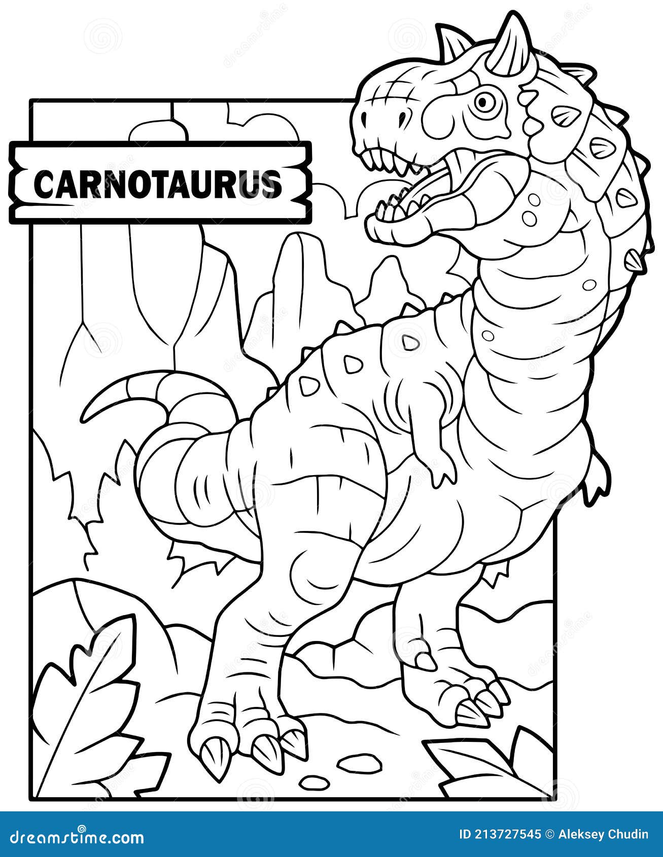 Dinosaur Carnotaurus, Coloring Book, Funny Illustration Stock Vector ...
