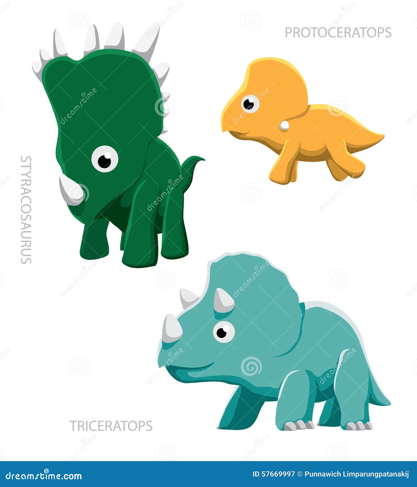 Dinosaur Ceratops Vector Illustration Stock Vector - Illustration of ...