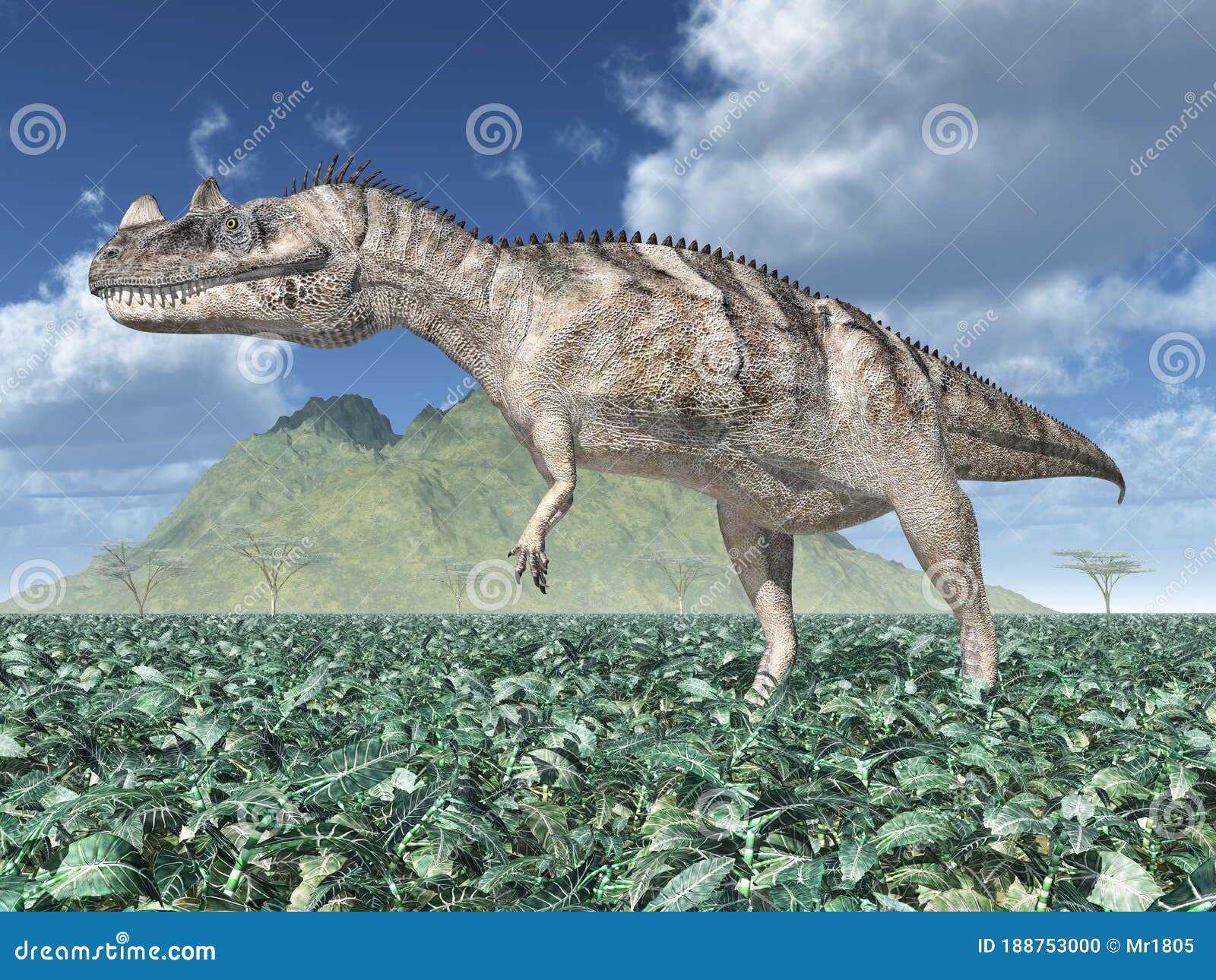 Dinosaur Ceratosaurus in a Landscape Stock Illustration - Illustration ...