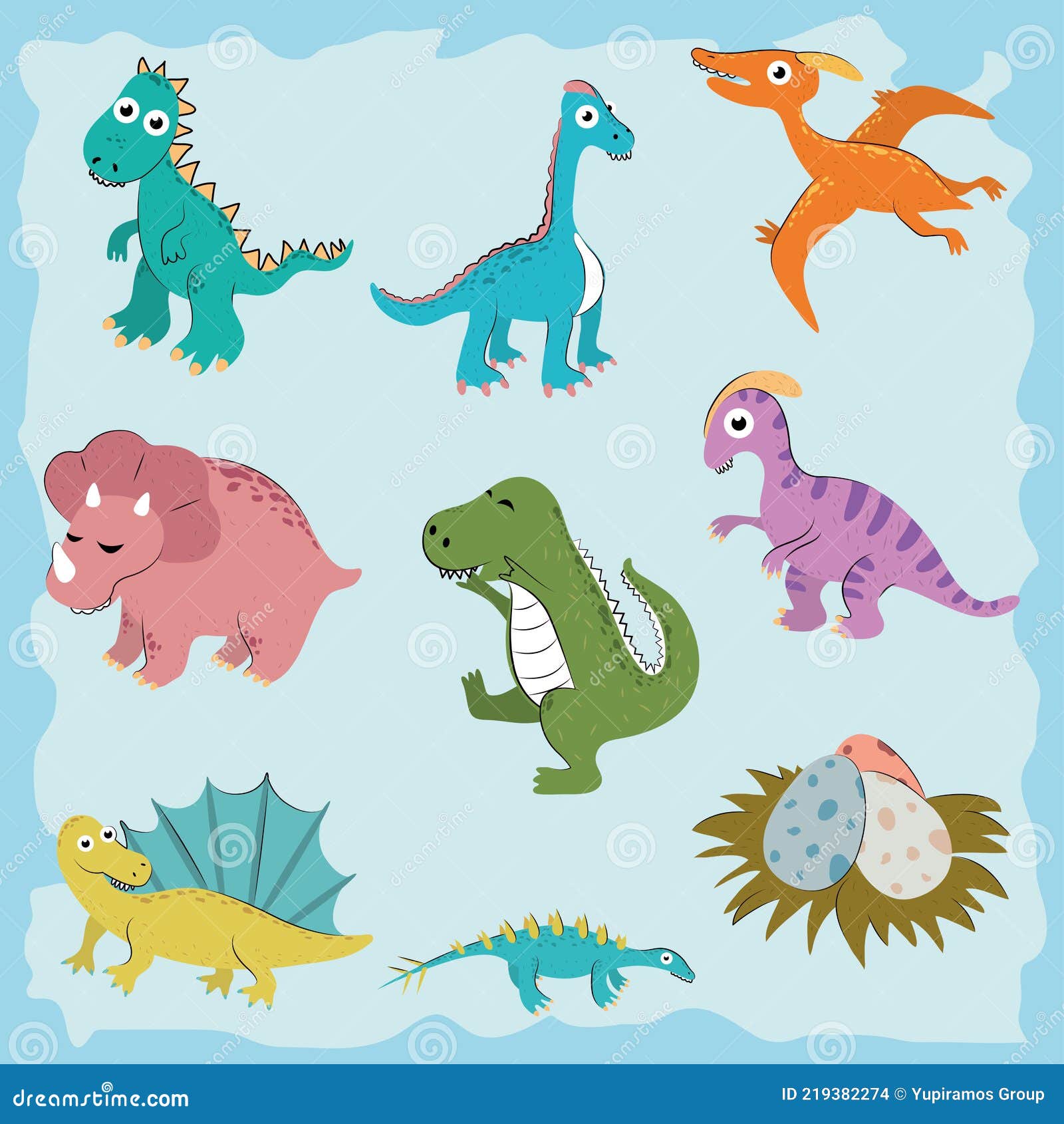 Dinosaur character set stock vector. Illustration of animals - 219382274