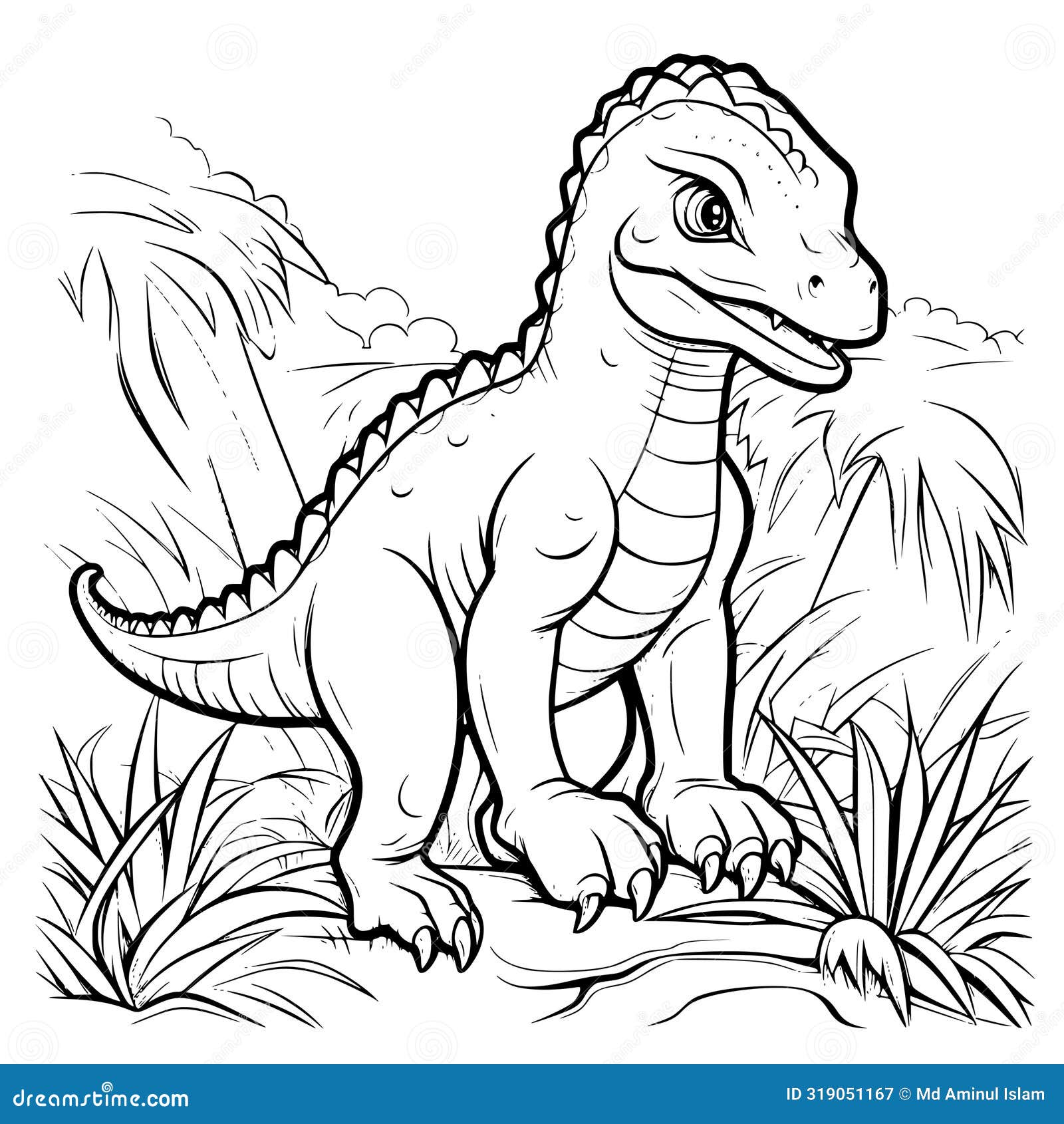 Dinosaur Coloring Pages Drawing for Kids Stock Vector - Illustration of ...