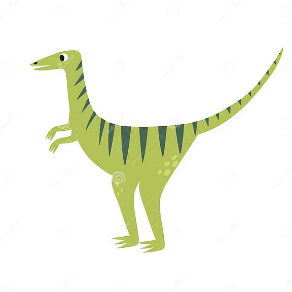 Cute Compsognathus in Cartoon Style Isolated Element. Funny Dinosaur of ...